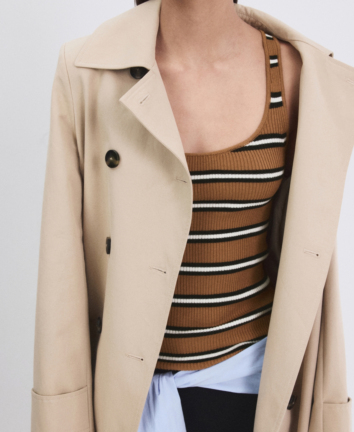 Click here for Mango Womens Striped Knit Top - Caramel prices