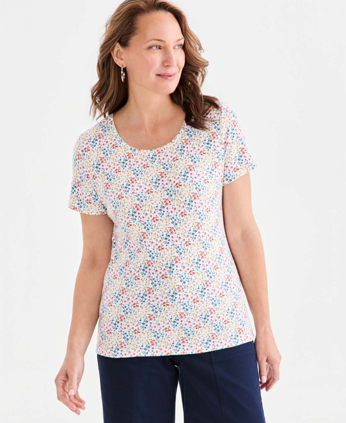 Click here for Style & Co Petite Scoop Neck Kiss Of Flora T-Shirt... prices