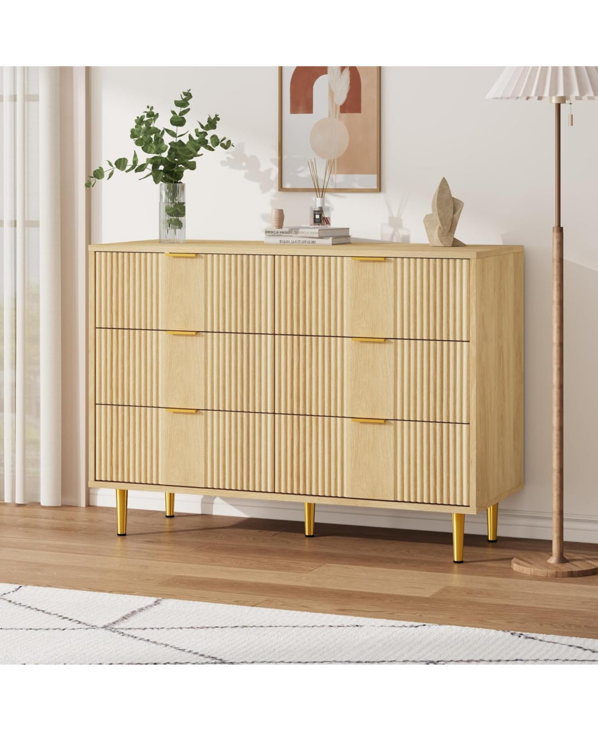 Click here for gaomon Fluted 6-Drawer Dresser  39.4" Wide Mo... prices