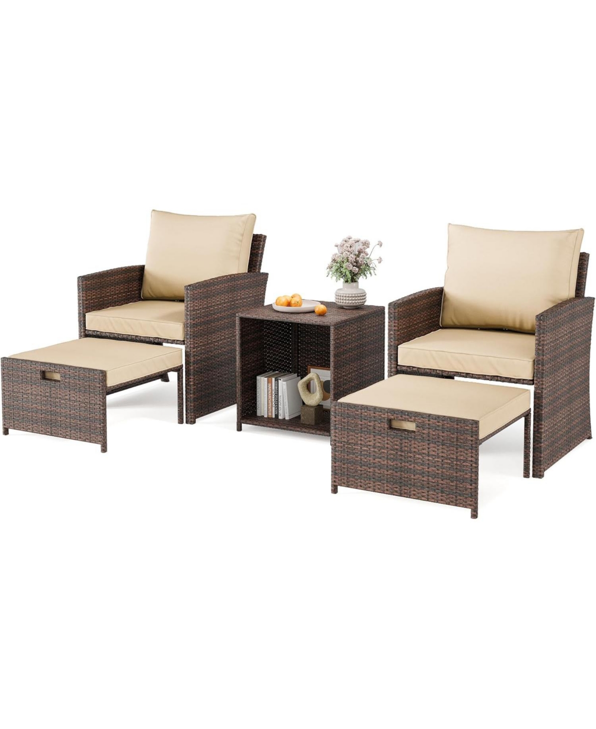 Click here for gaomon 5 Pieces Outdoor Wicker Patio Conversation... prices