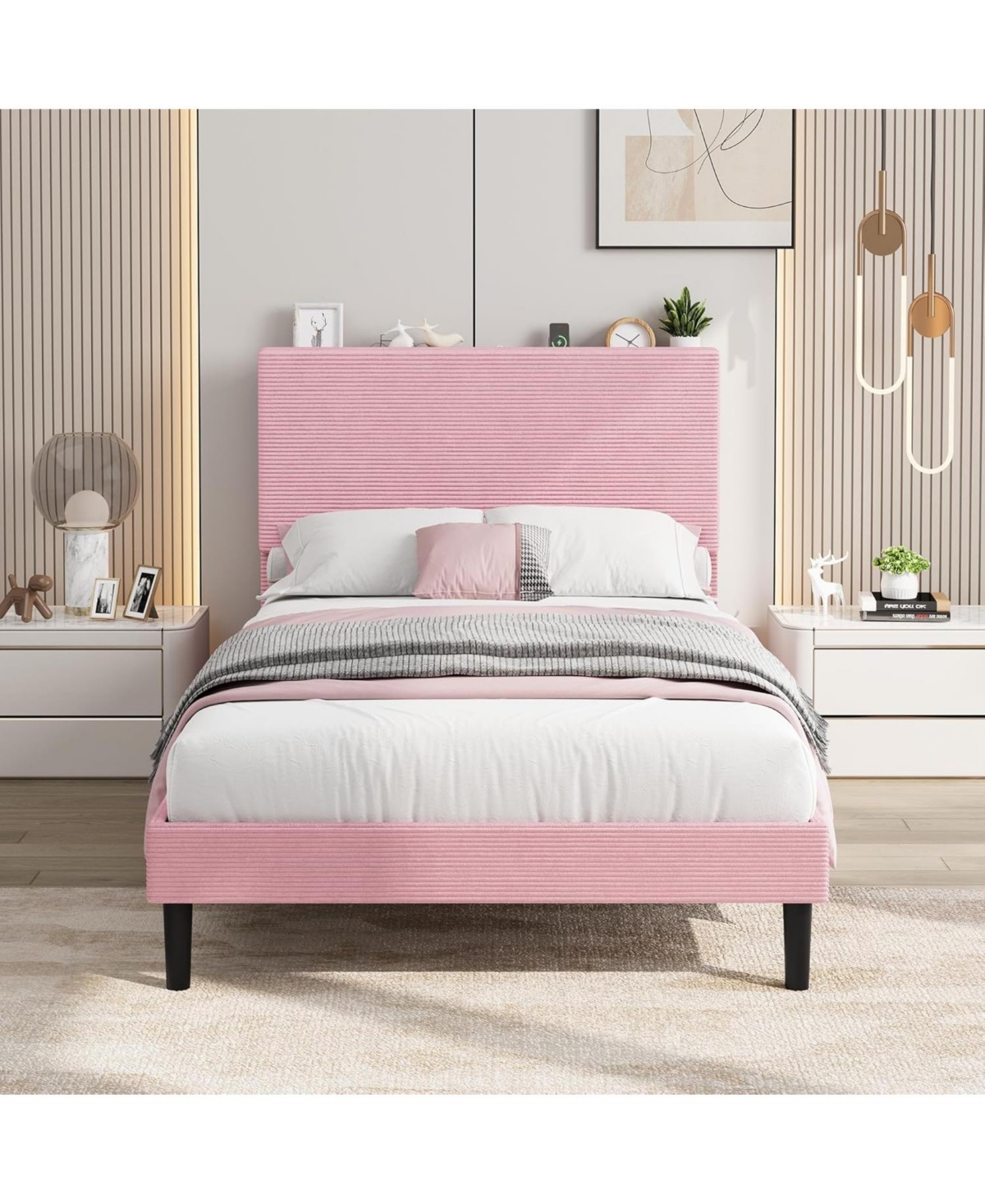 Click here for gaomon Twin Size Bed Frame with Usb Charging Stati... prices