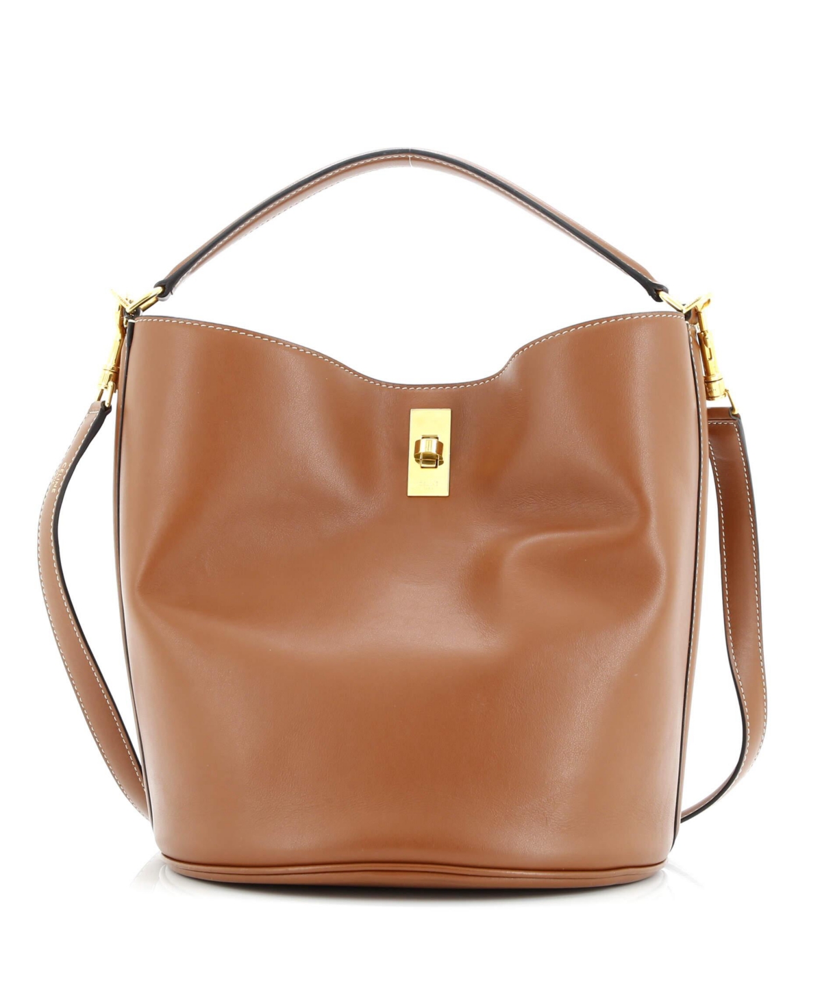Click here for Pre-Owned Celine Bucket 16 Bag Leather - Brown prices