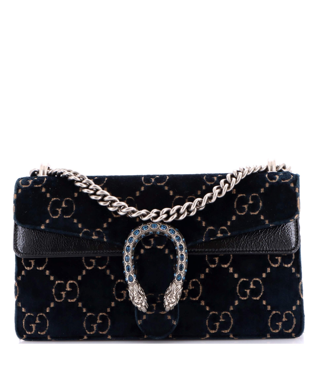 Click here for Pre-Owned Gucci Mini Dionysus Bag Gg Velvet - Blue prices