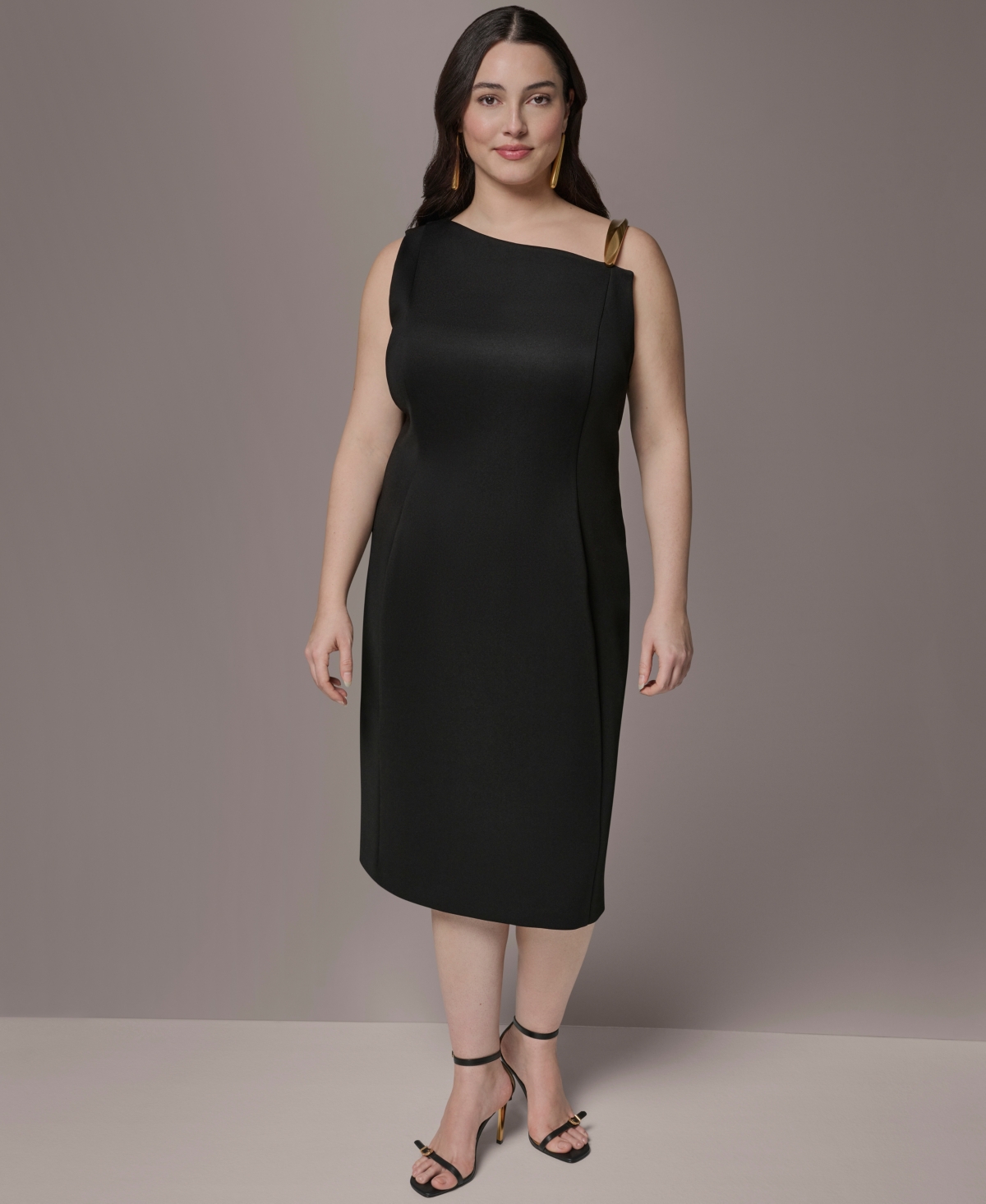 Click here for Donna Karan New York Plus Size One-Shoulder Midi D... prices