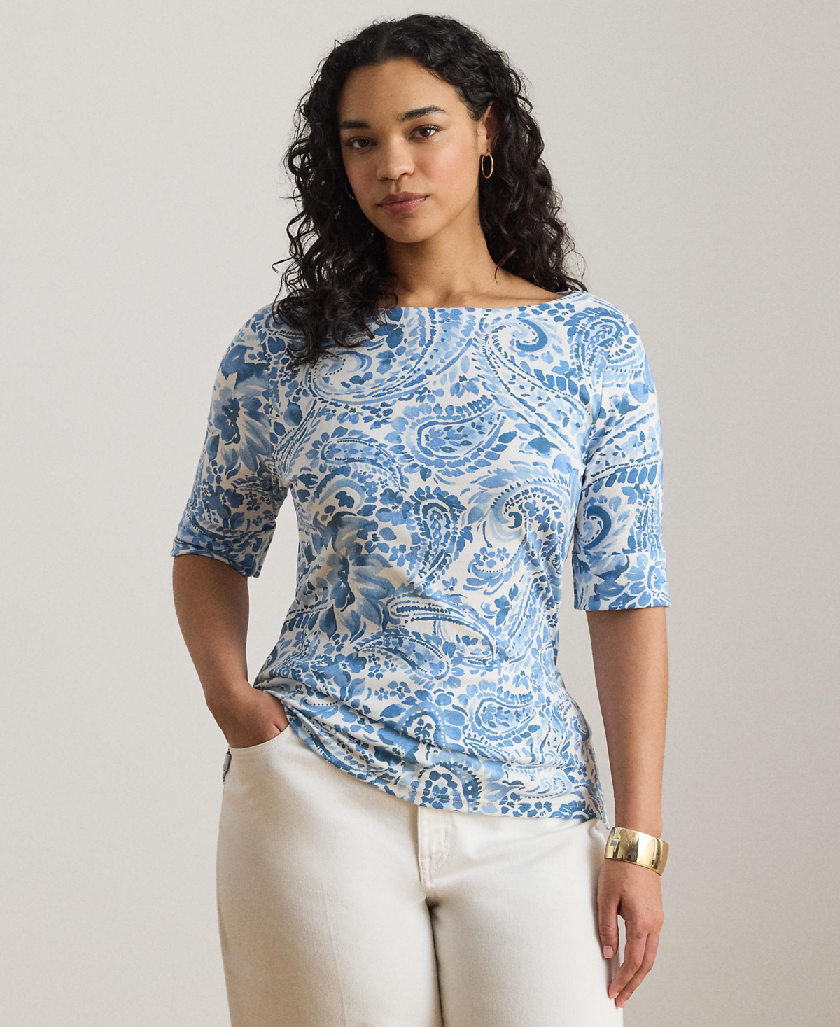 Click here for Lauren Ralph Lauren Plus Size Paisley Stretch Boat... prices