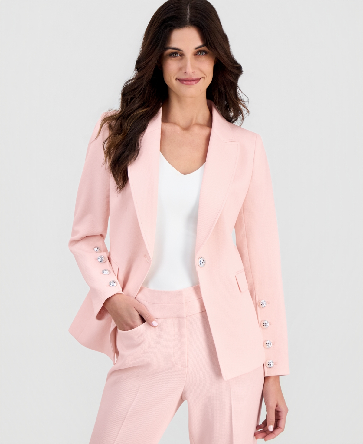 Click here for Tahari Asl Womens Peak Lapel One-Button Blazer - T... prices