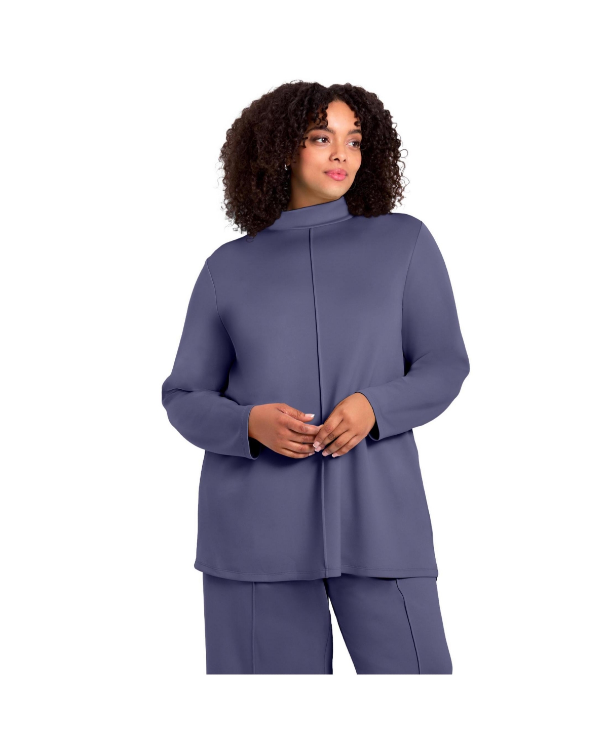 Click here for Avenue Plus Size Seamed Mock Neck Womens Tunic - D... prices