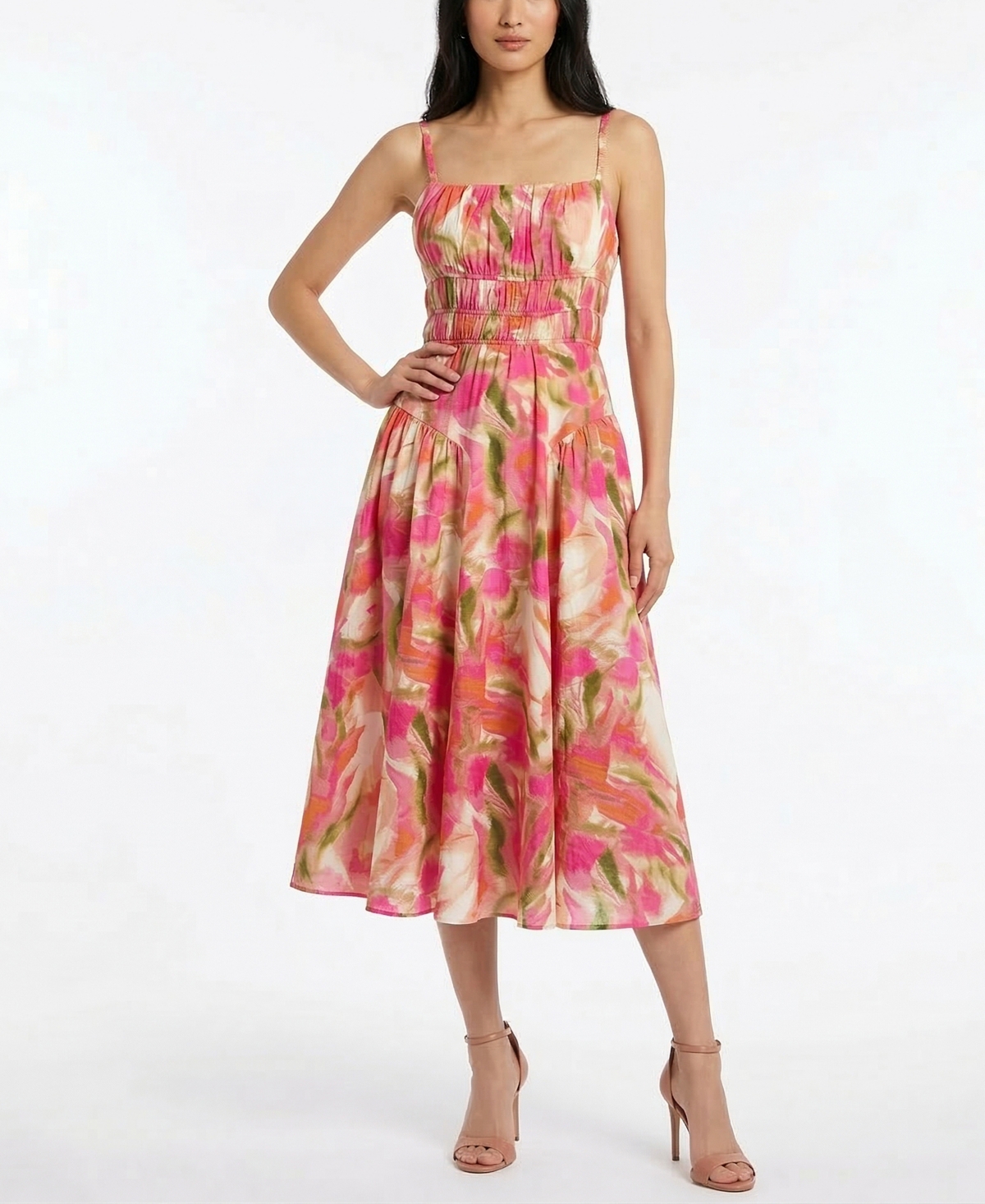 Click here for Taylor Womens Square Neck Ruched Watercolor Dress... prices