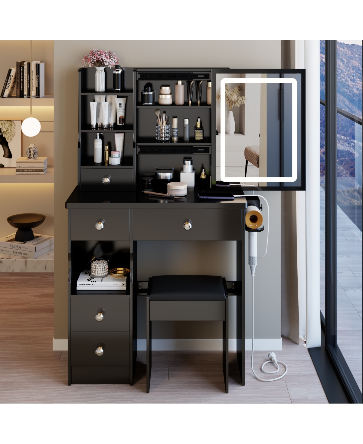 Click here for Flynama Small Size Left Drawer Desktop Vanity Tabl... prices