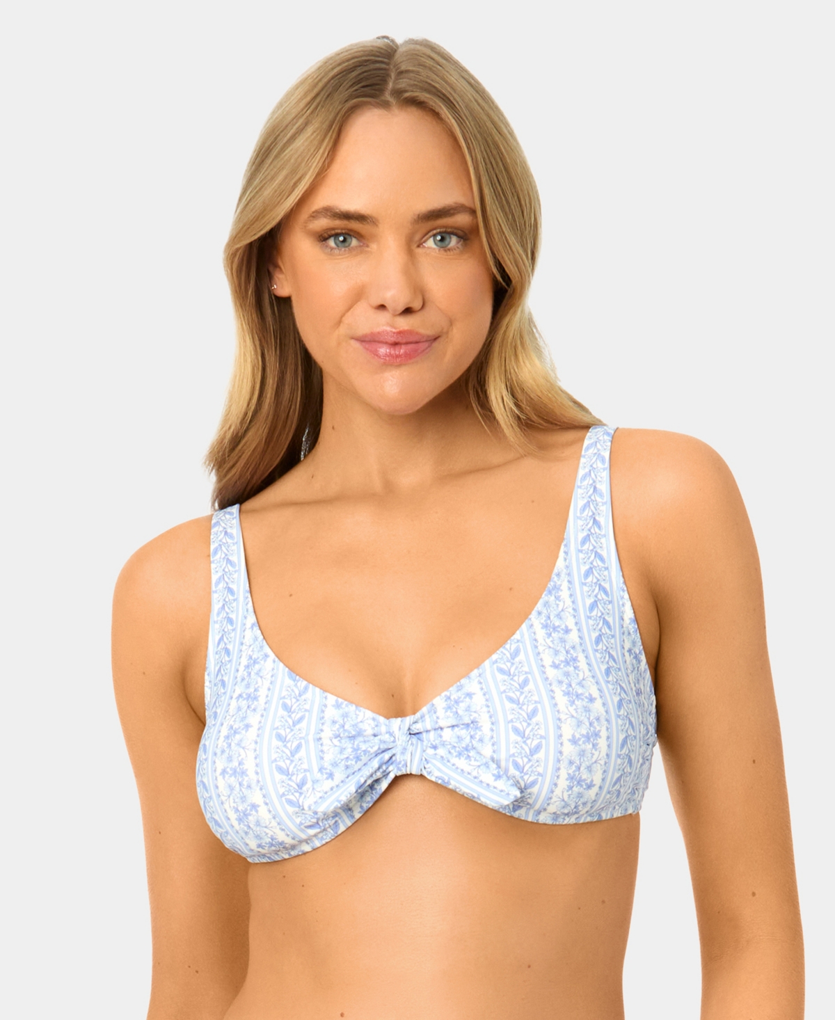 Click here for California Waves Womens Toile Stripe Knot Front Sw... prices