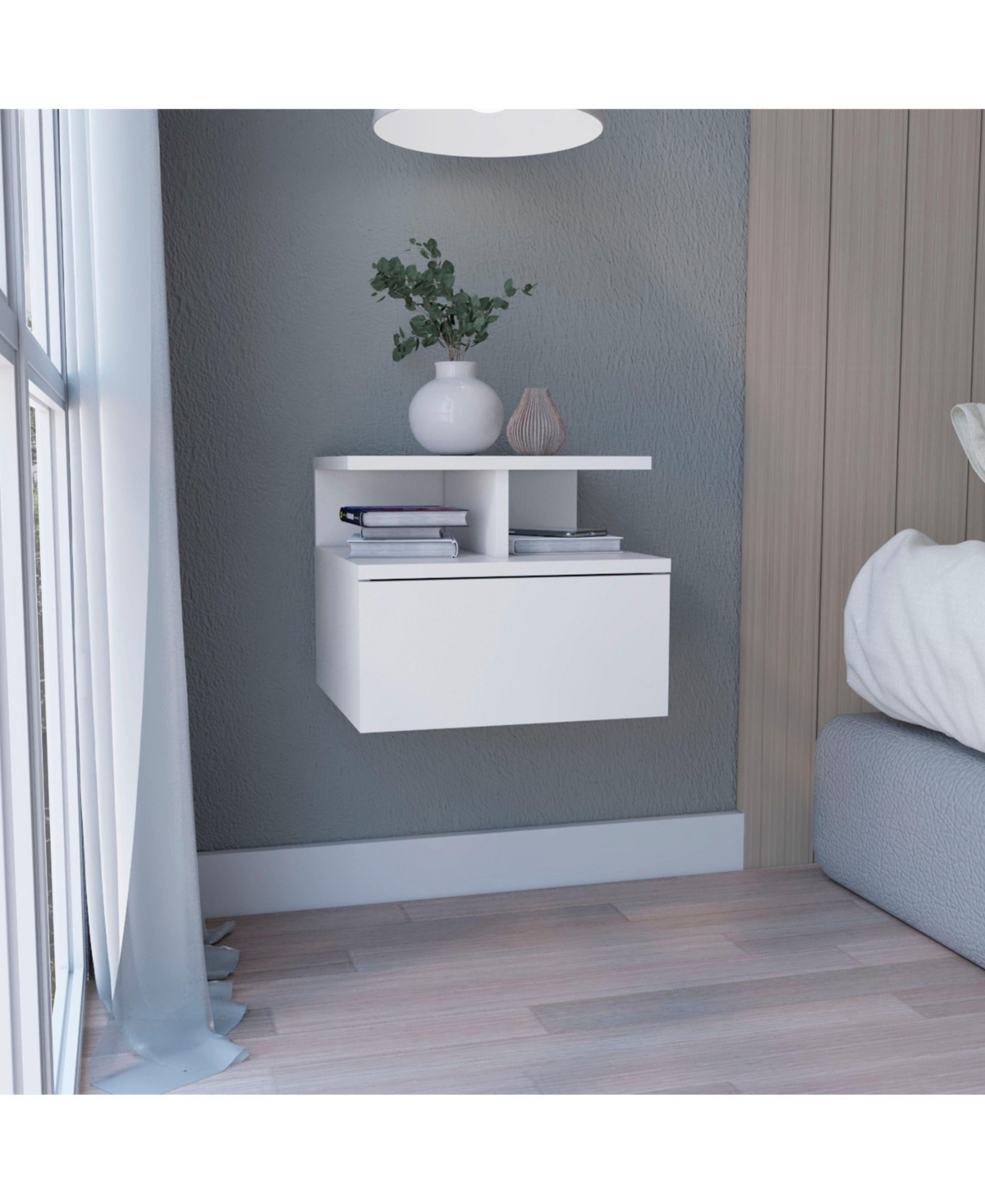 Click here for Flynama Versatile White Nightstand with Storage Sp... prices