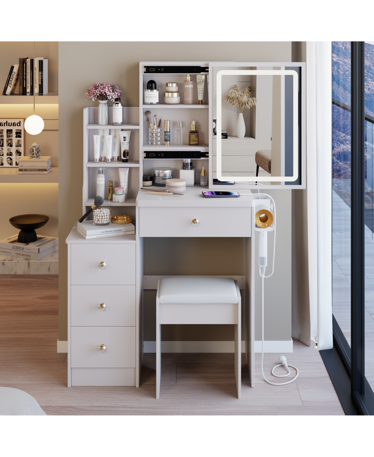 Click here for Flynama Modern Nightstand with Storage Space and L... prices