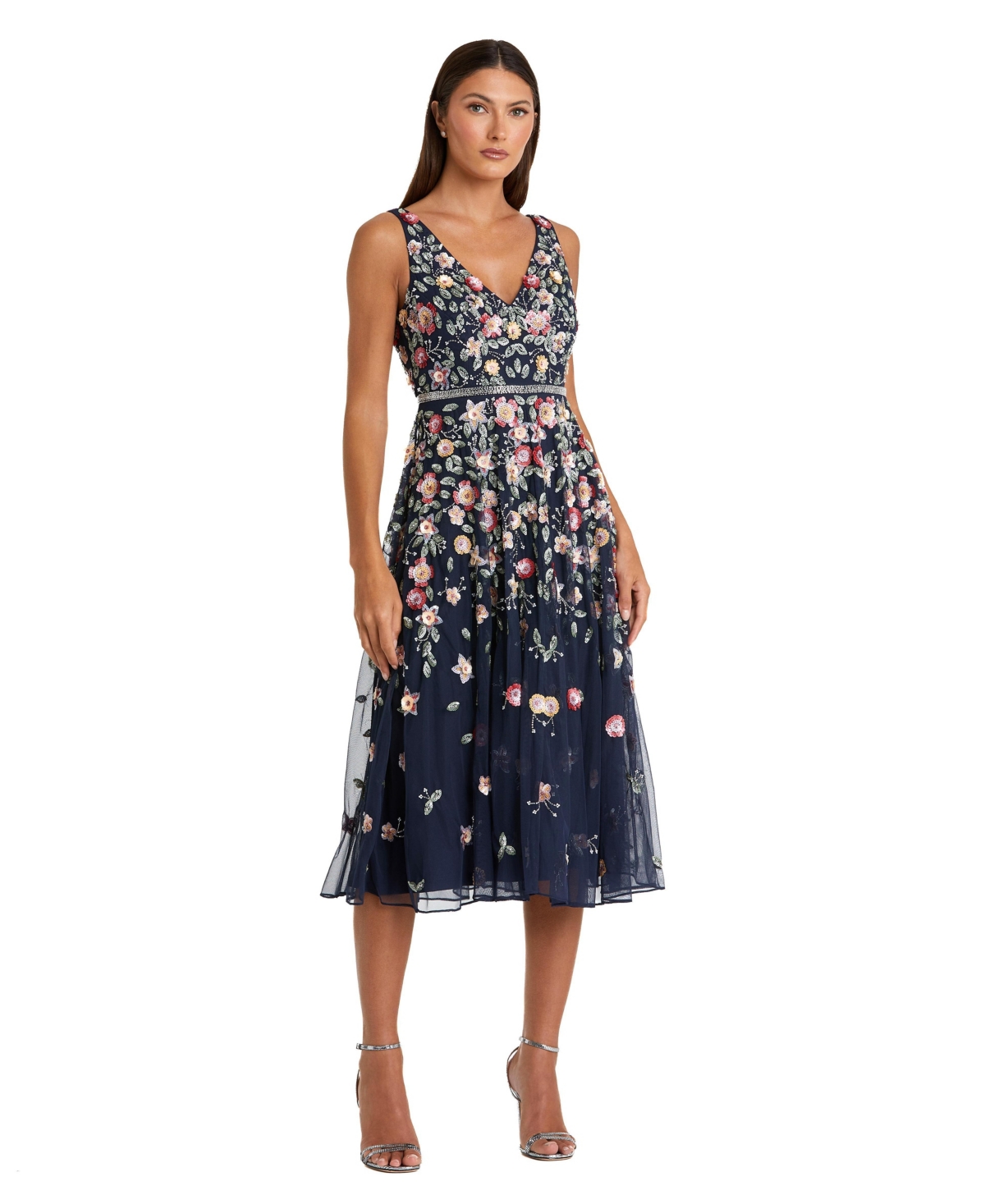 Click here for Mac Duggal Womens Floral Beaded V-Neck Sleeveless... prices