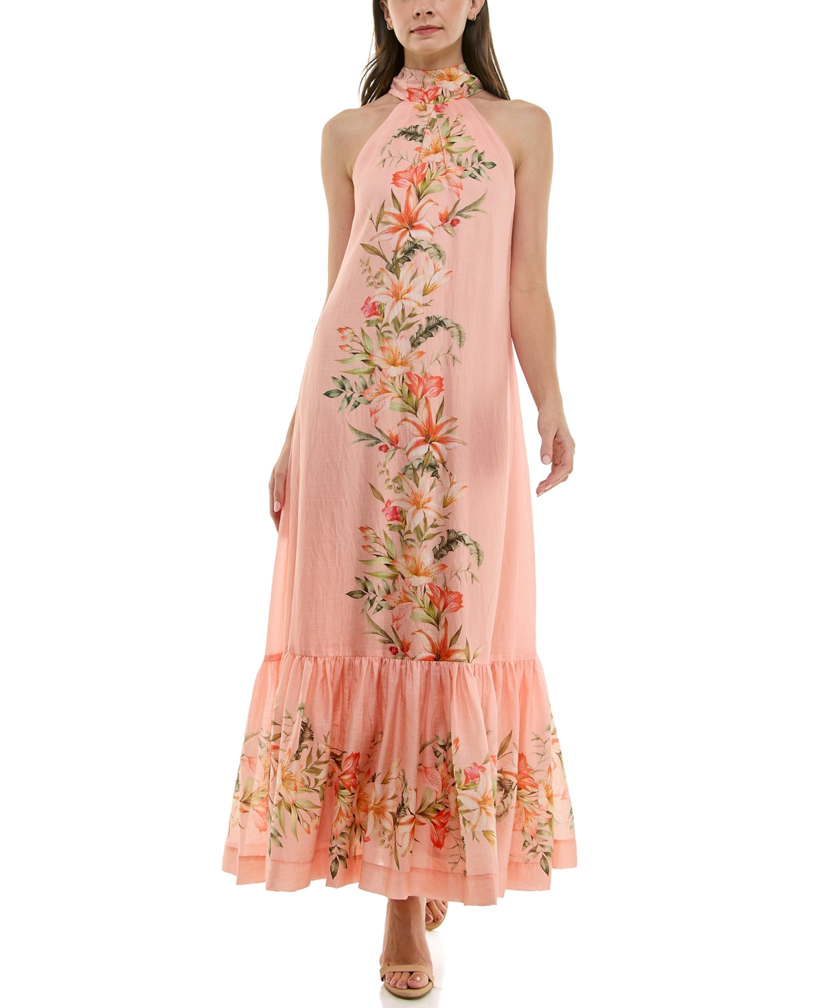 Click here for Taylor Womens Floral Halter Neck A-Line Dress - Me... prices