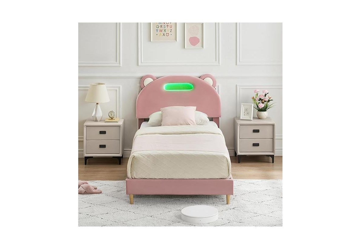 Click here for gaomon Twin Upholstered Platform Bed with Led Head... prices