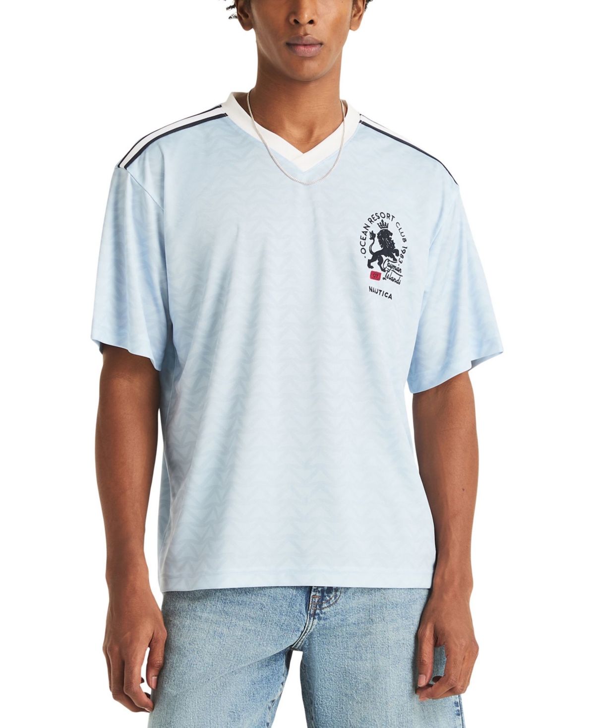 Click here for Nautica Mens Shadow Printed Birdseye V-Neck T-Shir... prices