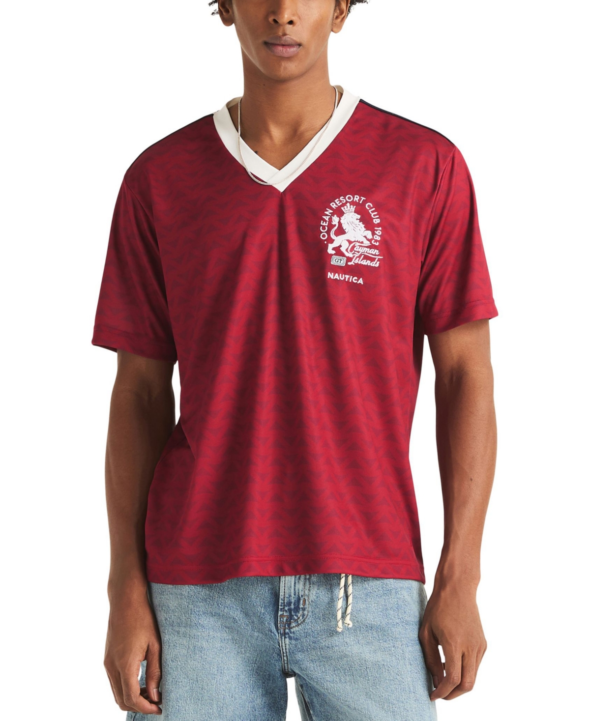 Click here for Nautica Mens Shadow Printed Birdseye V-Neck T-Shir... prices