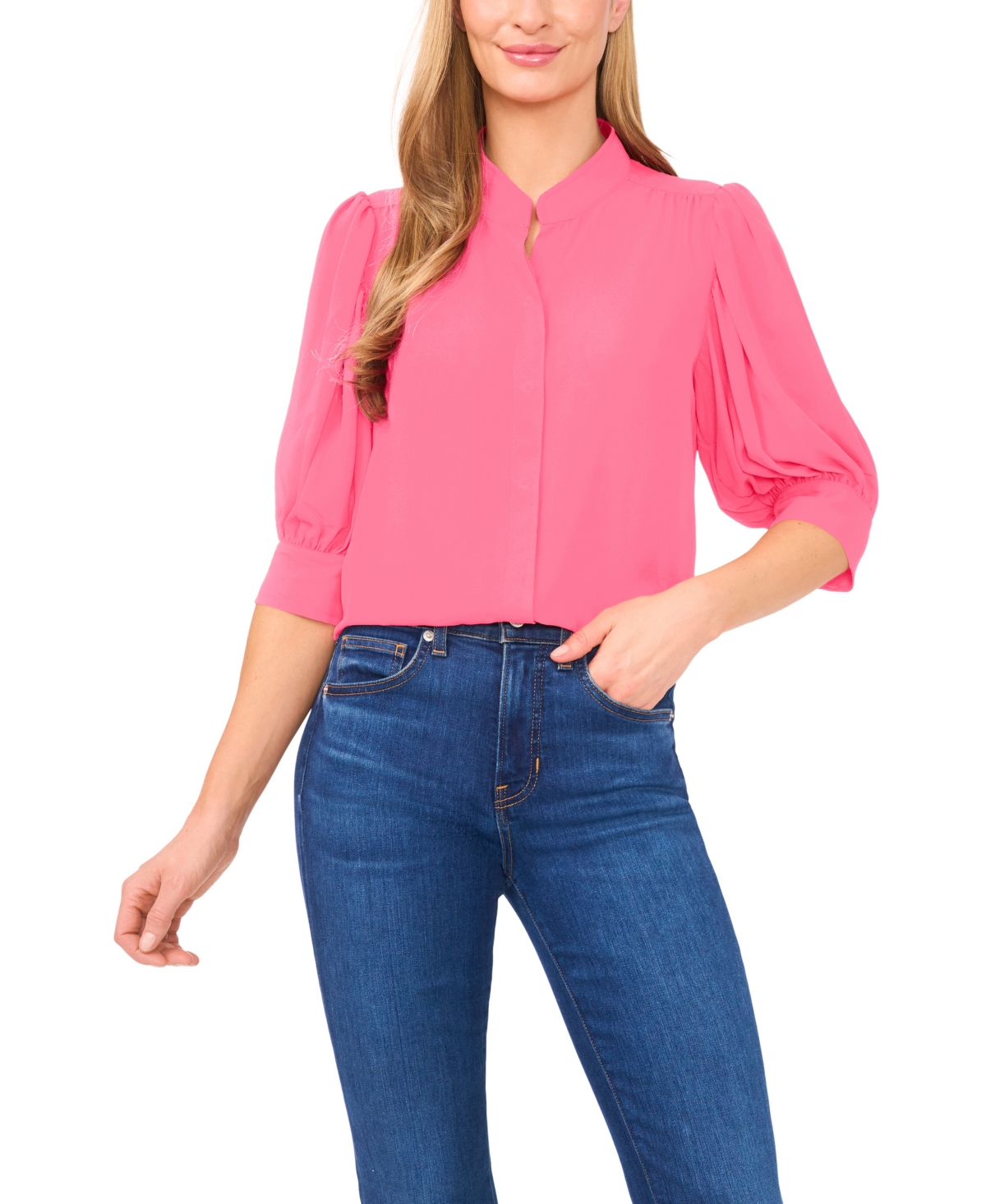 Click here for CeCe Womens 3/4-Sleeve Collared Button Down Top -... prices