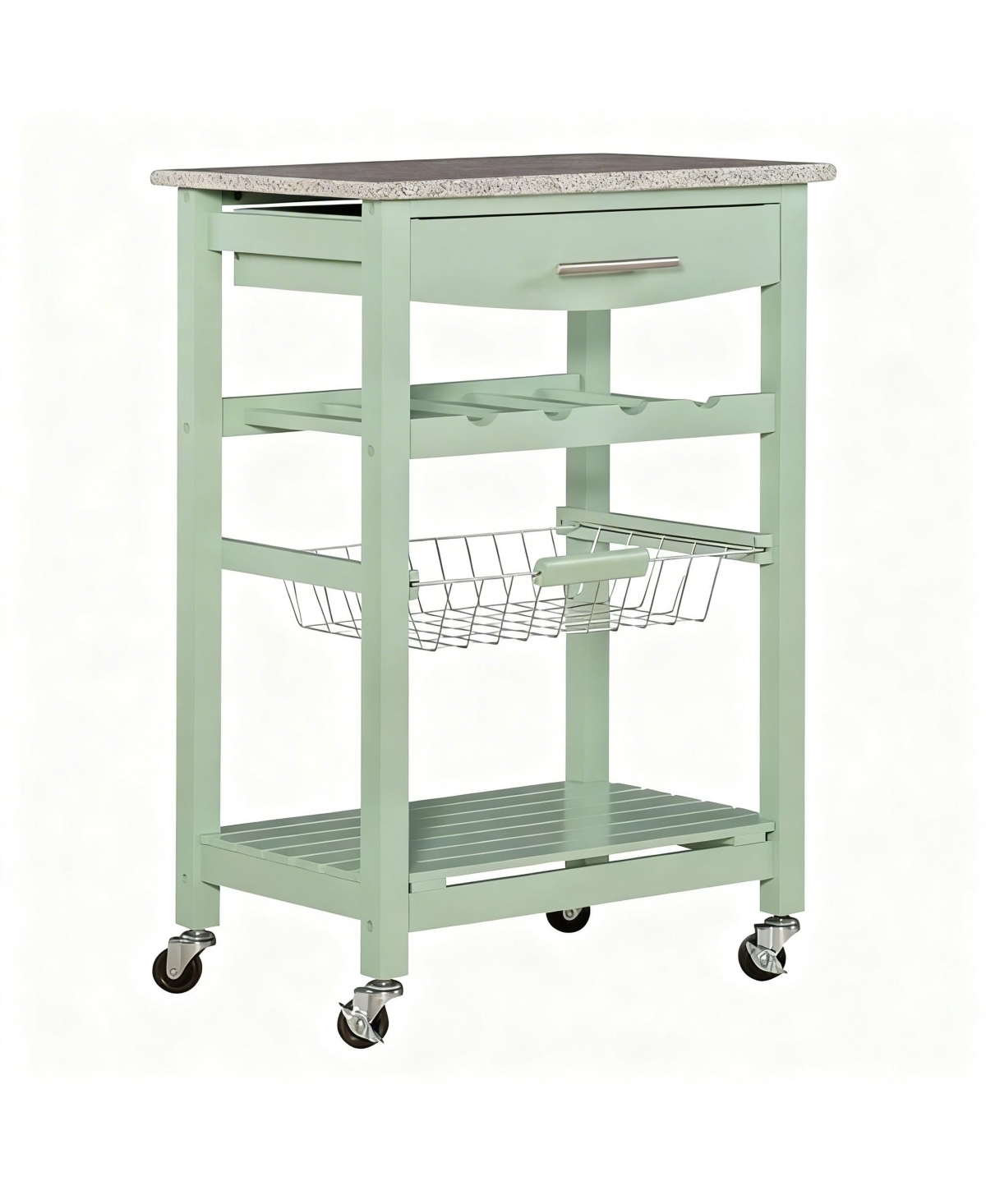 Click here for Yigii Granite top pine kitchen storage cart with c... prices