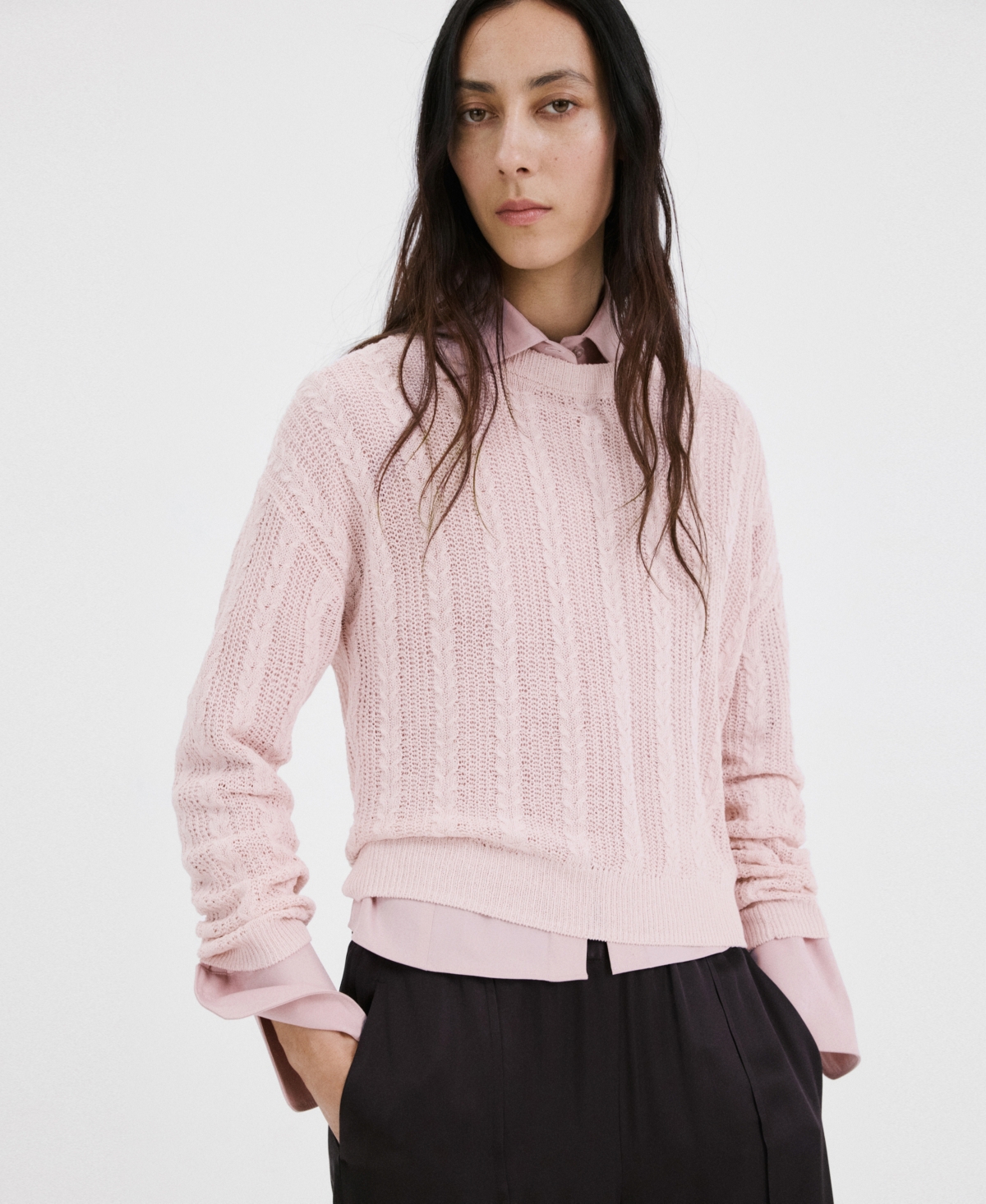 Click here for Mango Womens Lace Pattern Knit Sweater - Light/pas... prices