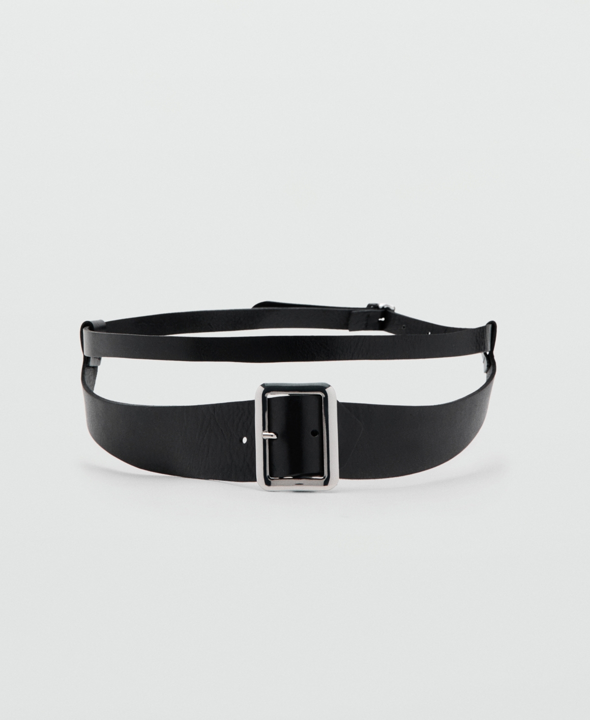 Click here for Mango Womens Leather Mixed Belt - Black prices