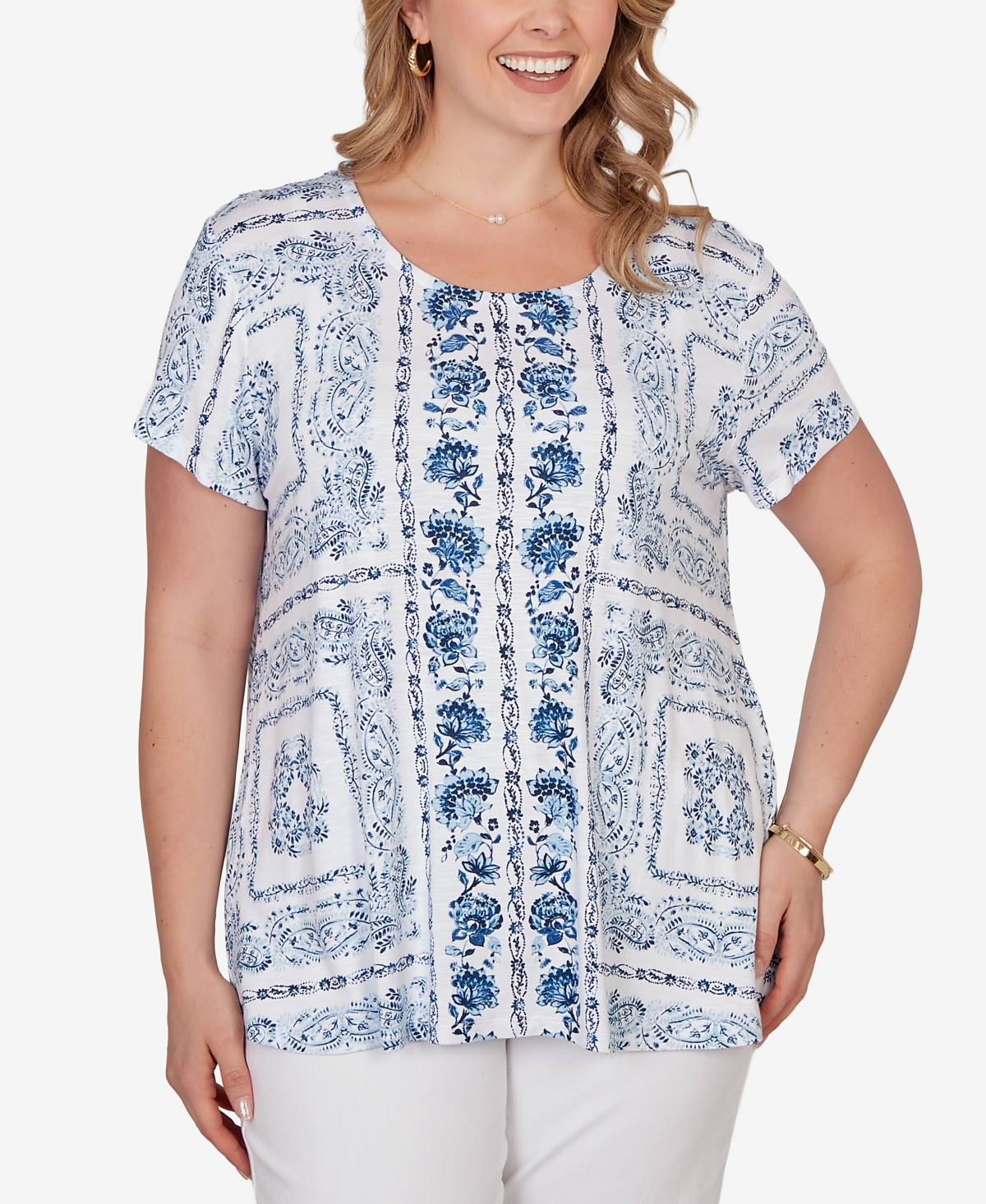 Click here for Ruby Rd. Plus Size Bandana Print Knit T-Shirt - Po... prices