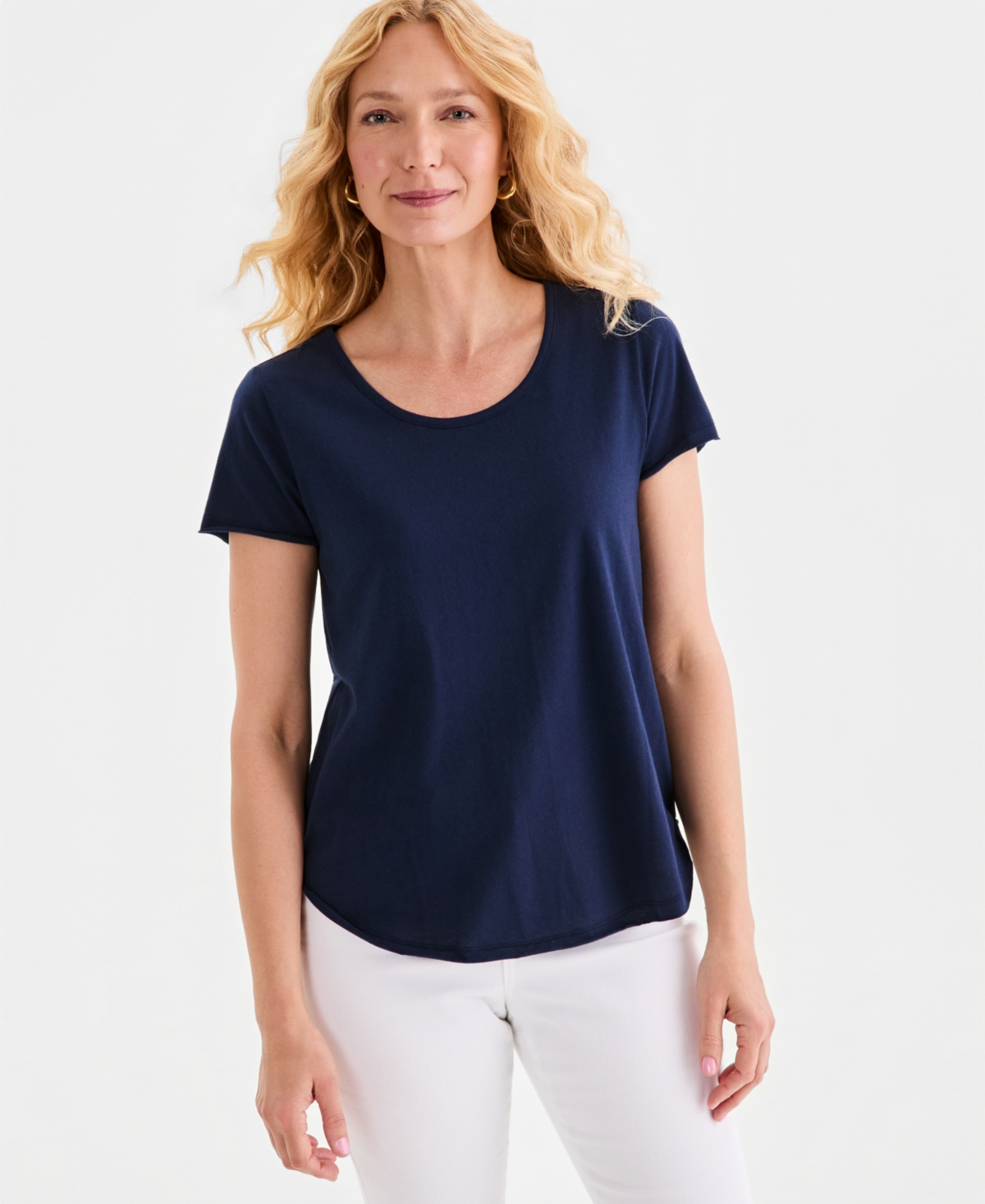 Click here for Style & Co Womens Short-Sleeve Scoop-Neck Top  Mac... prices