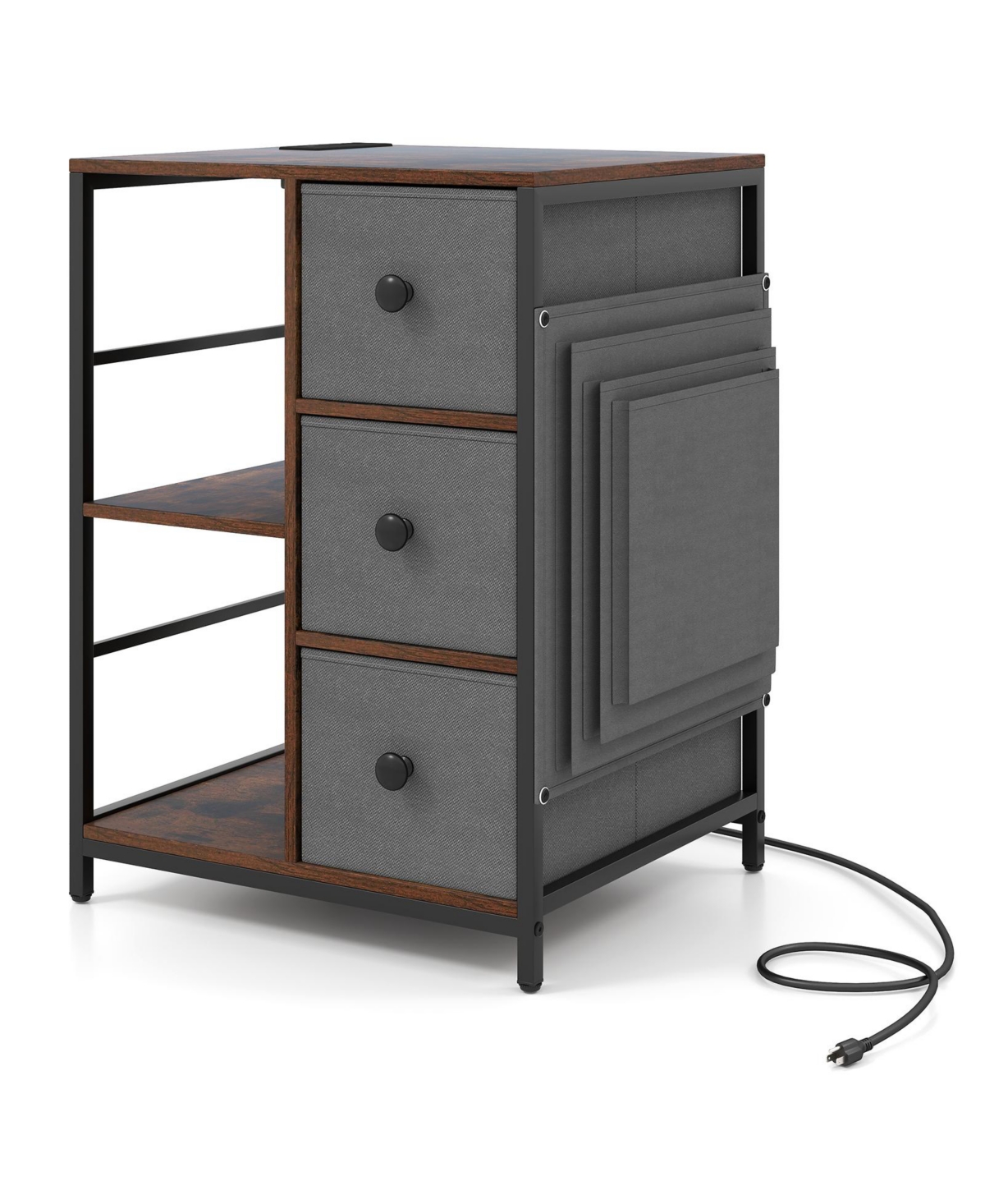 Click here for Sugift Industrial Nightstand with Charging Station... prices