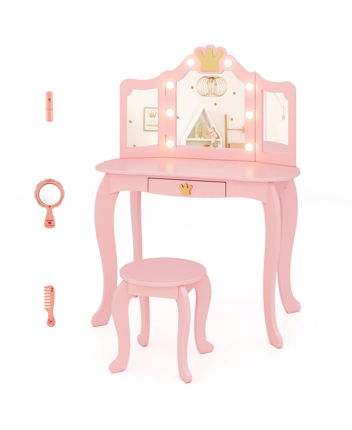 Click here for Sugift Kids Vanity Set with Tri Fold Lighted Mirro... prices
