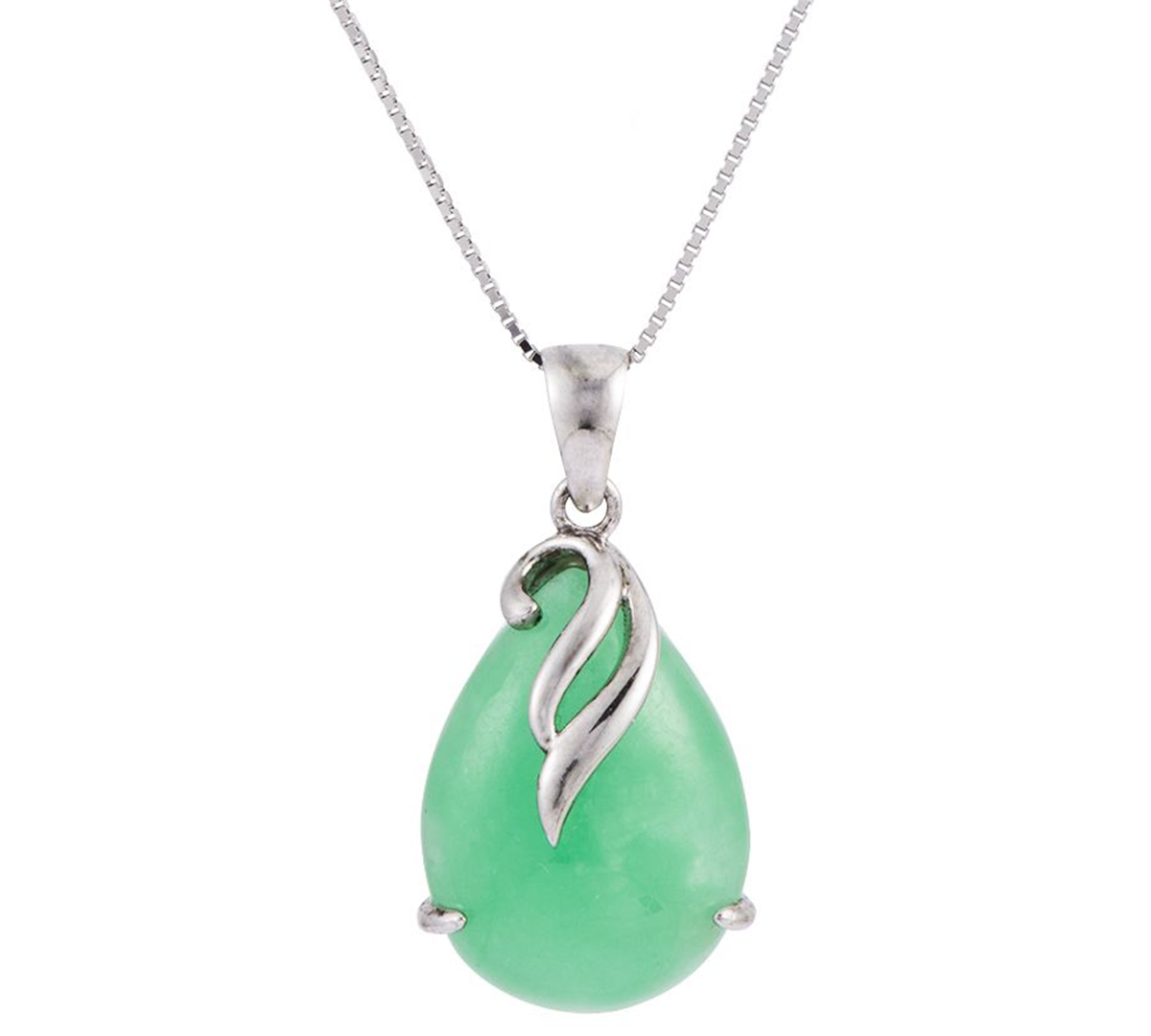 Click here for Macys Green Jade Pendant Necklace in Sterling Silv... prices