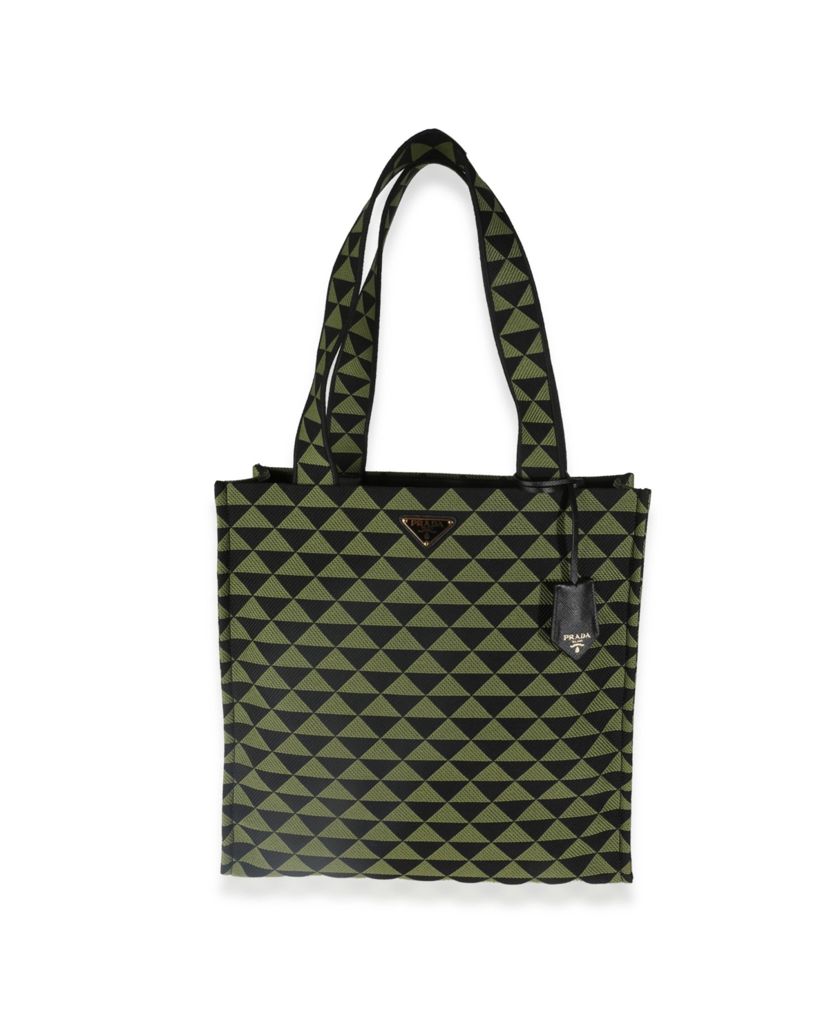Click here for Pre-Owned Prada Black Green Jacquard Triangolo Sym... prices