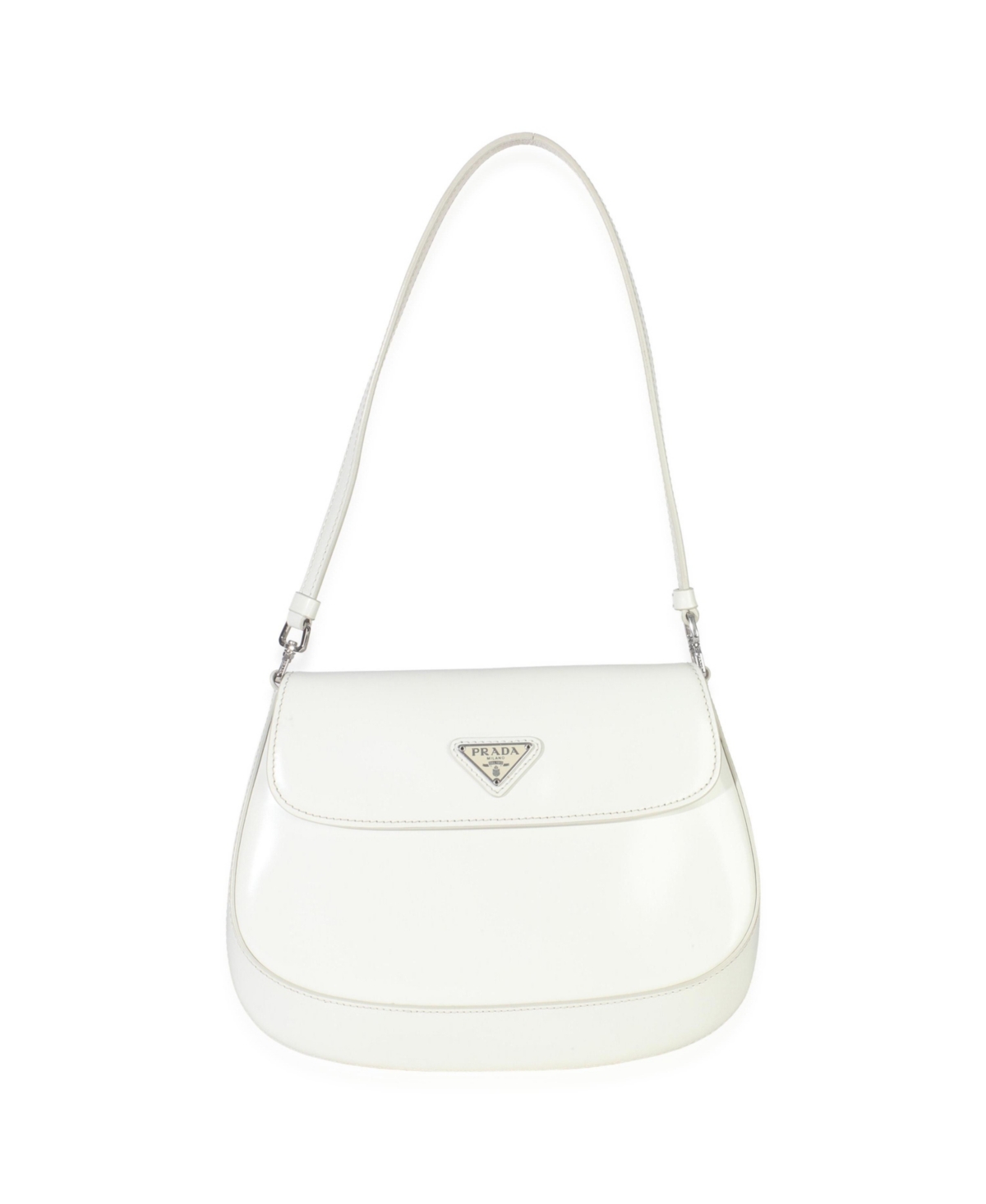 Click here for Pre-Owned Prada White Brushed Leather Small Cleo -... prices