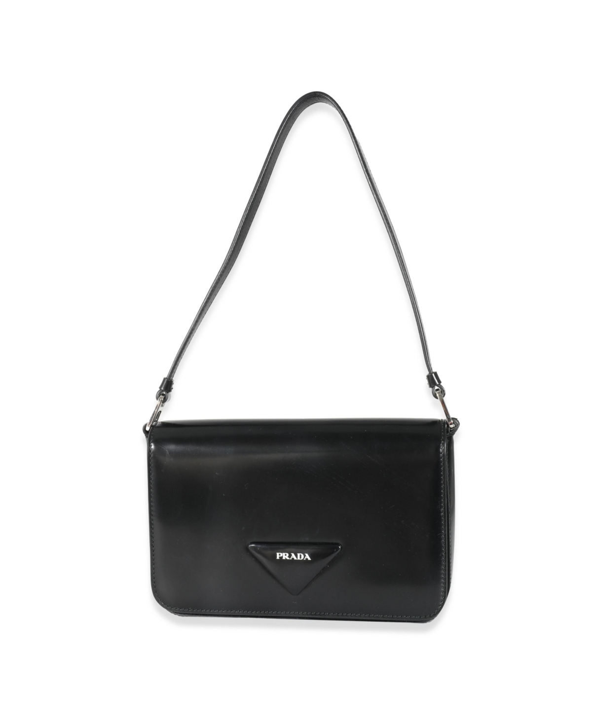 Click here for Pre-Owned Prada Black Brushed Leather Shoulder Bag... prices