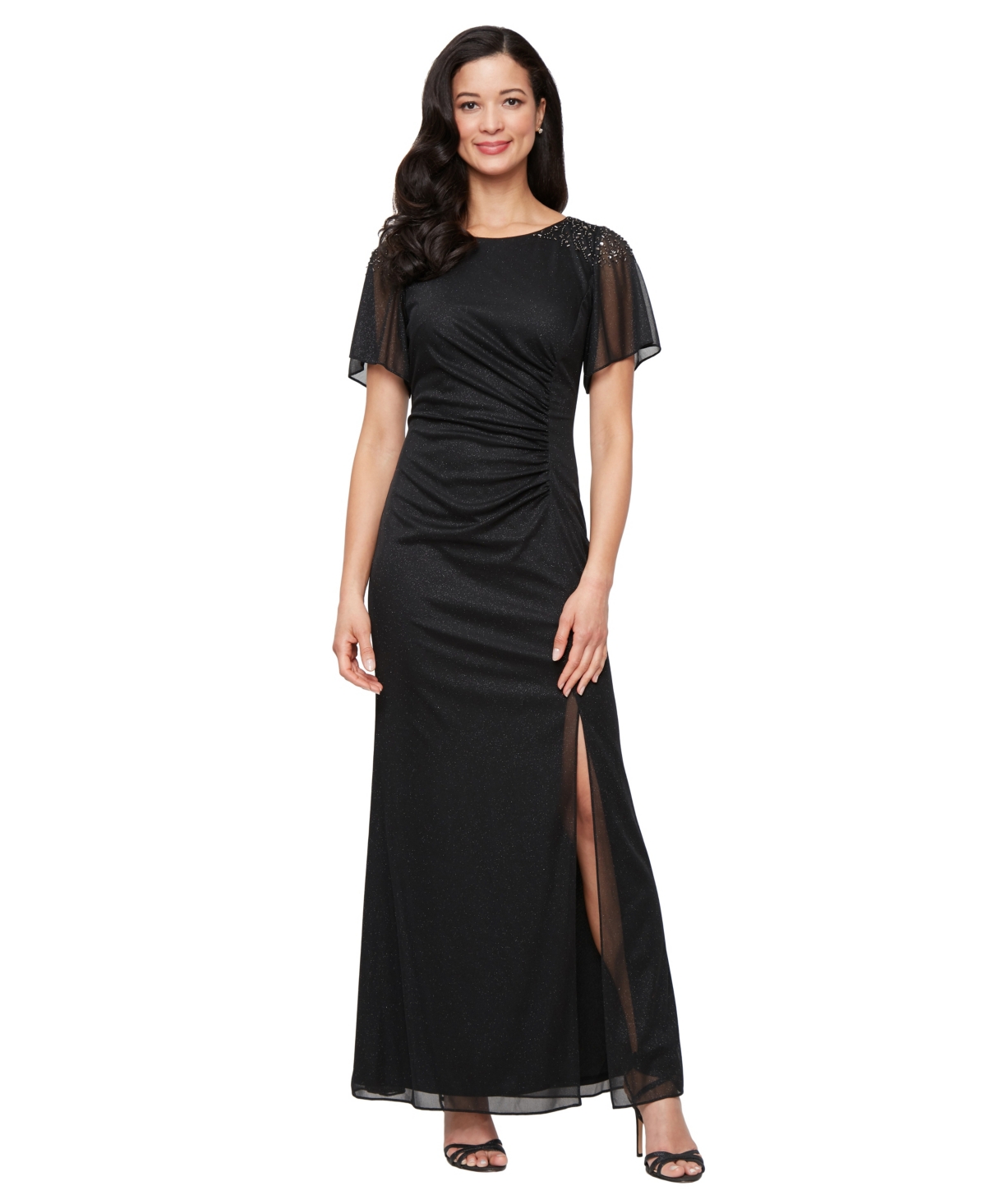 Click here for Sl Fashions Petite Flutter-Sleeve Embellished Glit... prices