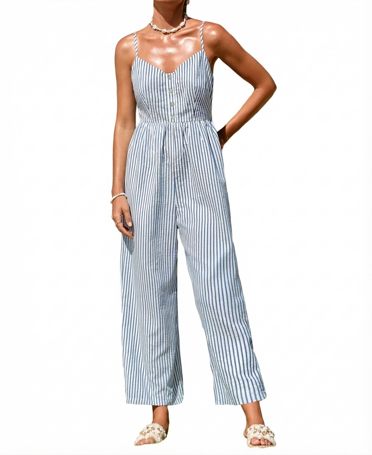 Click here for Cupshe Womens Hear Me Out Striped Jumpsuit - Black prices