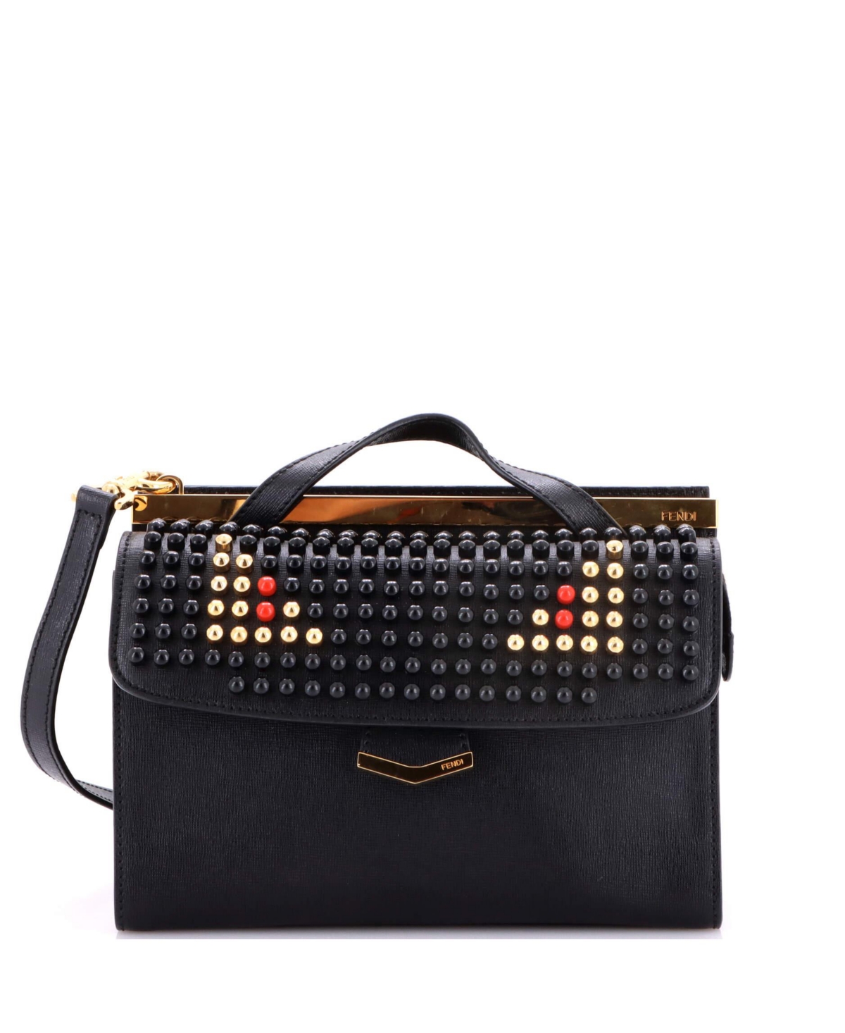 Click here for Pre-Owned Fendi Demi Jour Monster Satchel Studded... prices