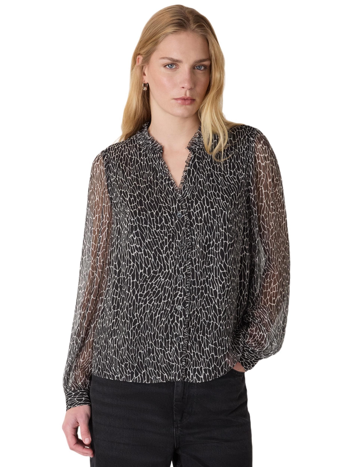 Click here for Whistles Womens Dragonfly Print Blouse - Black prices