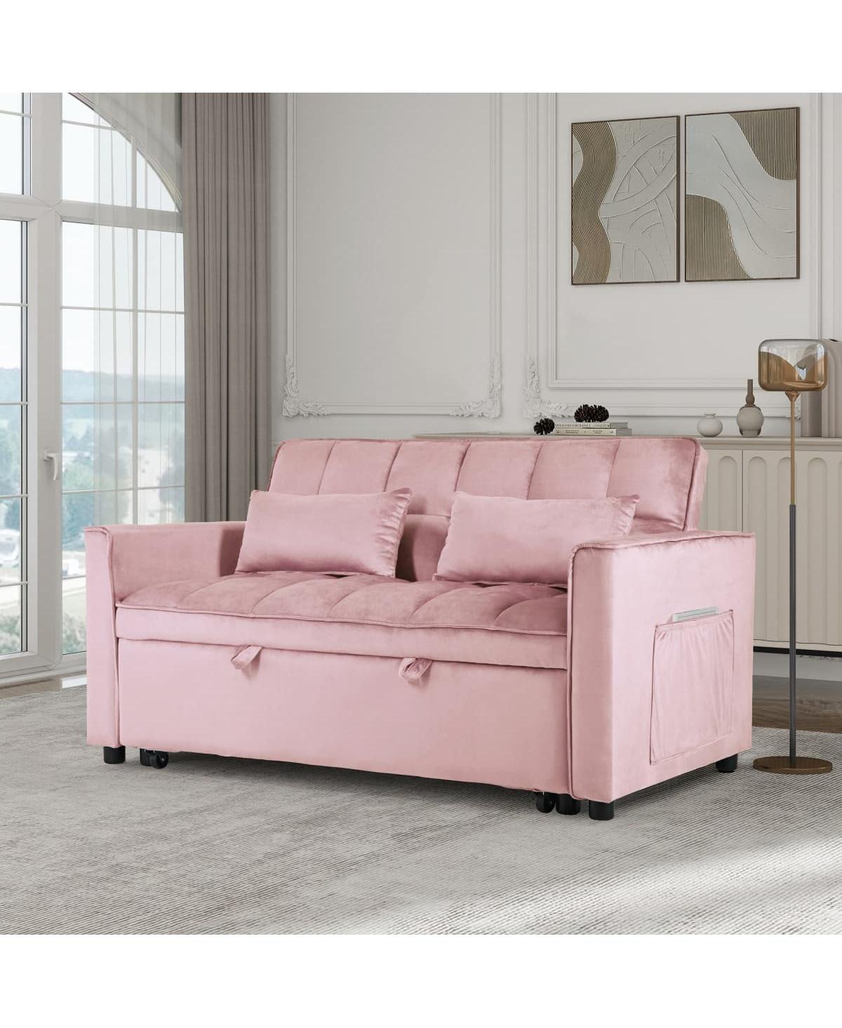 Click here for Maison Boucle Velvet Convertible Sofa Bed with Bac... prices