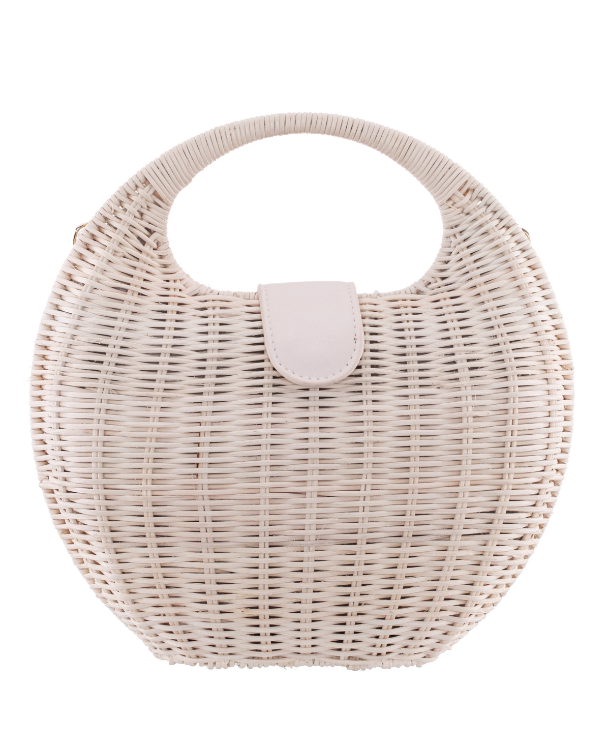 Click here for Nina Kava Rounded Rattan Small Satchel Bag - White prices