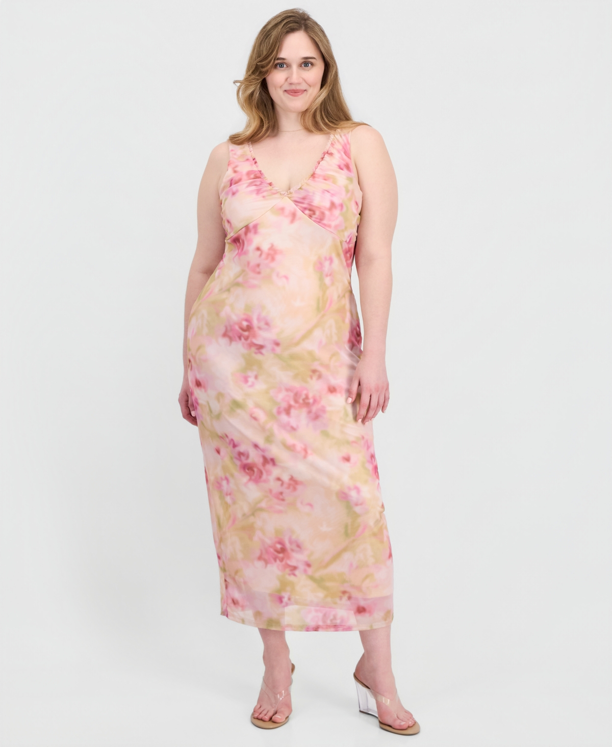 Click here for Planet Gold Trendy Plus Size V-Neck Printed Mesh M... prices
