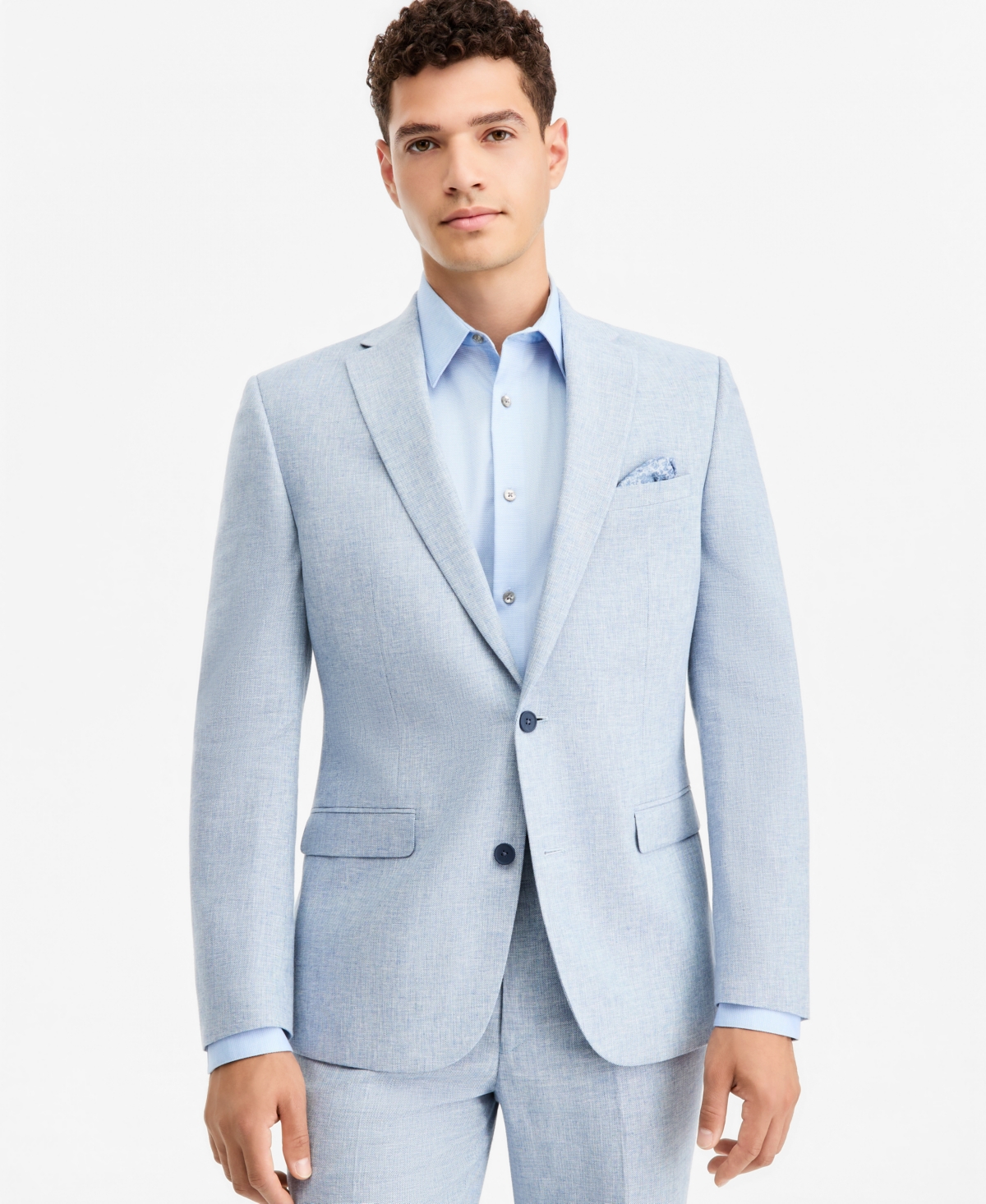 Click here for Bar Iii Mens Slim-Fit Linen-Blend Suit Separates J... prices