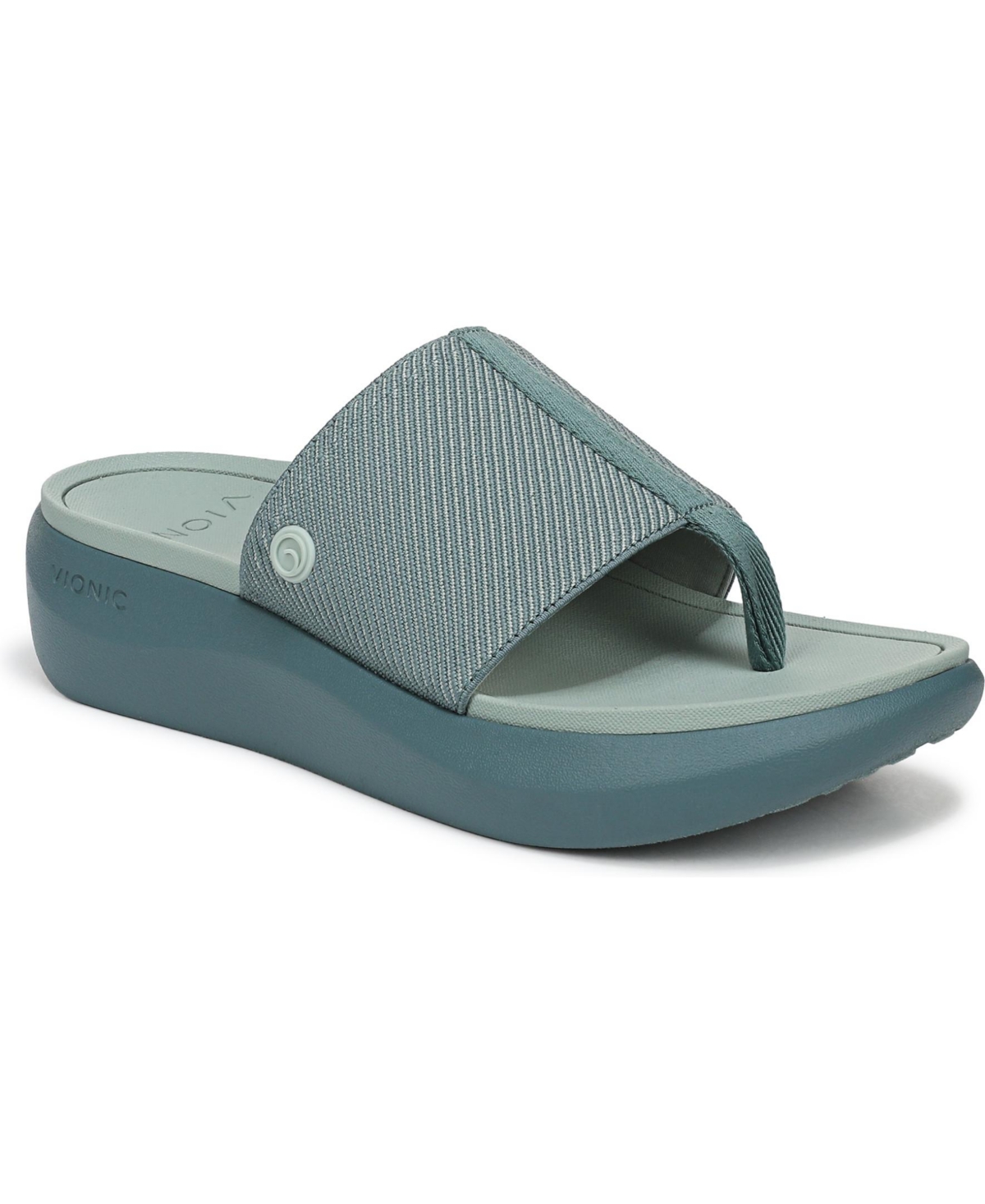 Click here for Vionic Womens Aqua Thong Sandals - Bodega blue lea... prices