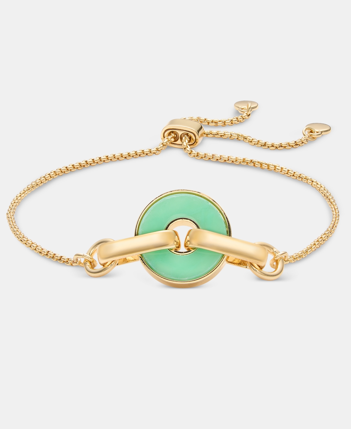 Click here for Dkny Gold-Tone Inlay Ring Slider Bracelet - Green prices