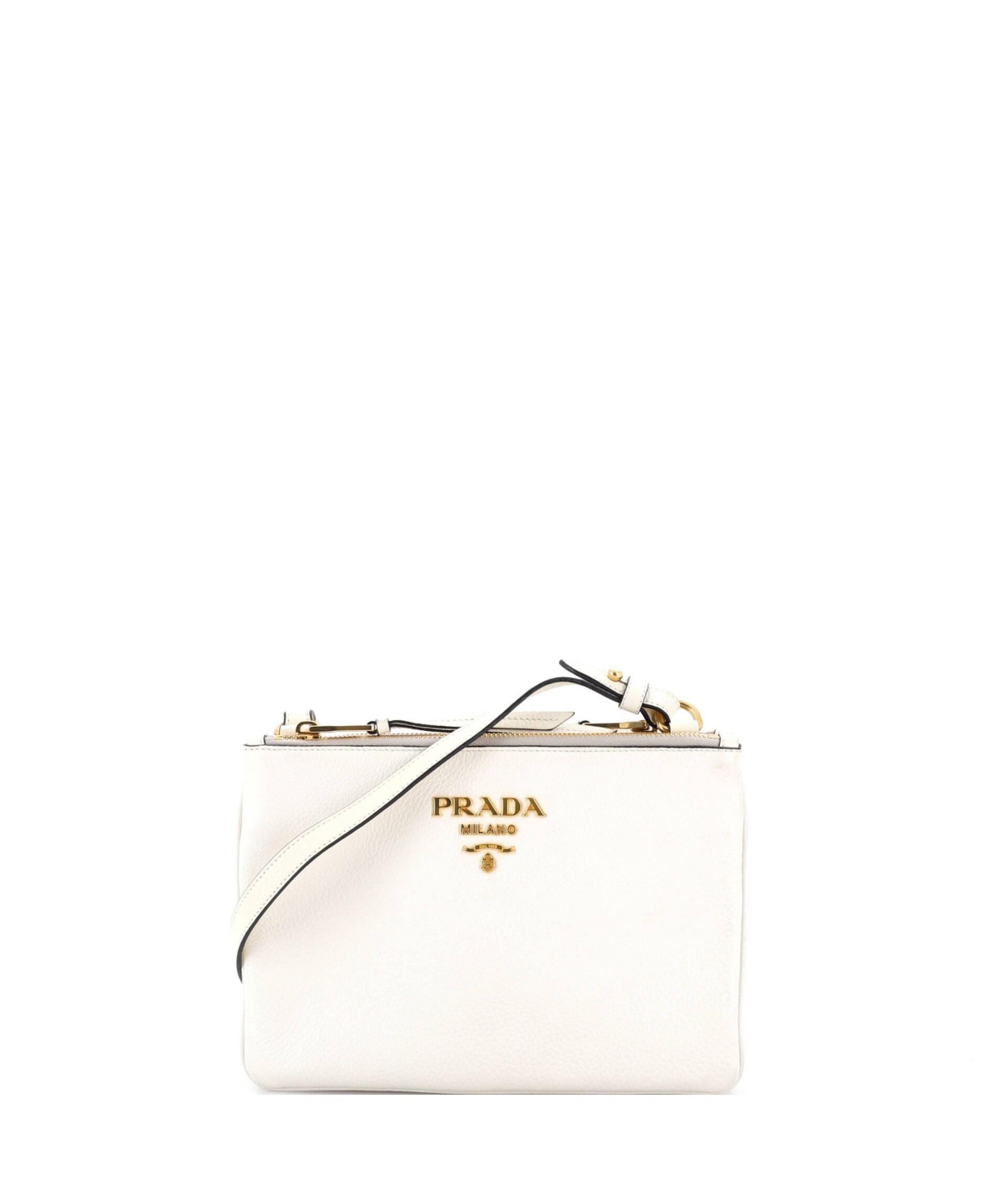 Click here for Pre-Owned Prada Small Double Zip Crossbody Bag Vit... prices