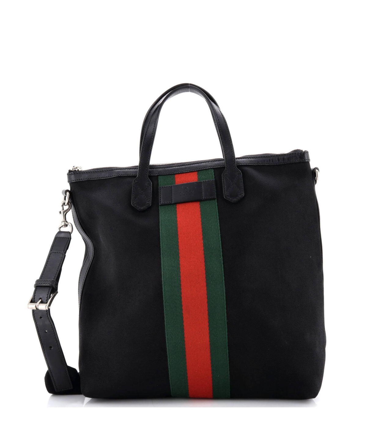 Click here for Pre-Owned Gucci Medium Web Zip Tote Techno Canvas... prices