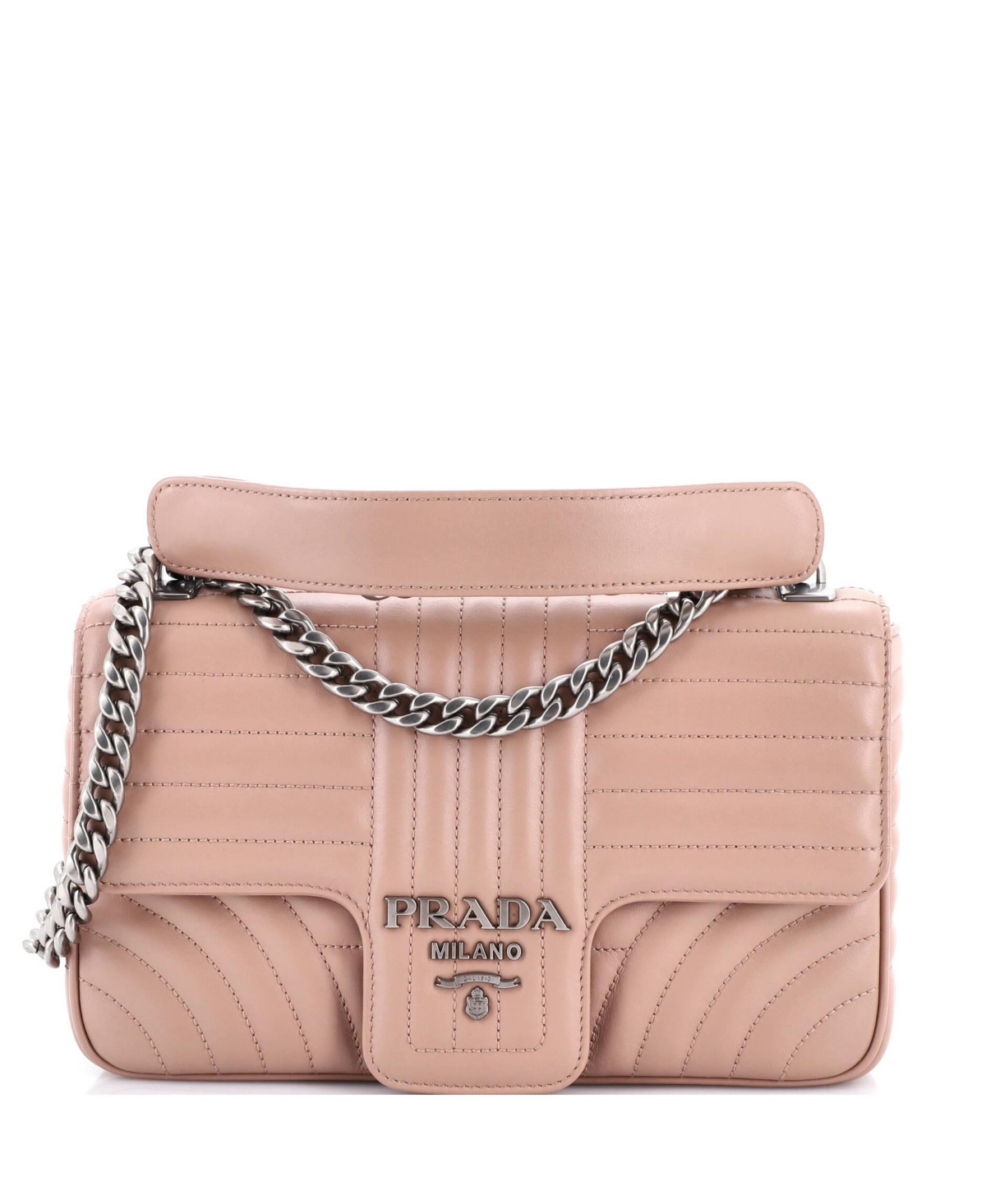 Click here for Pre-Owned Prada Medium Chain Flap Shoulder Bag Dia... prices