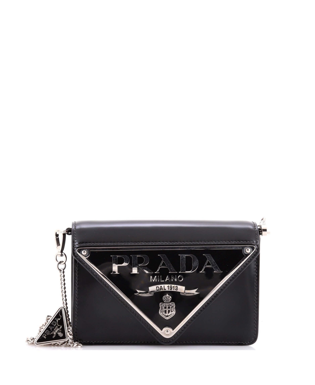 Click here for Pre-Owned Prada Small Maxi Triangle Logo Chain Fla... prices