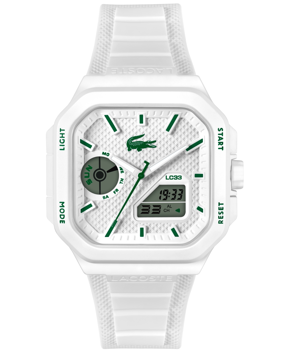 Click here for Lacoste Mens LC33 Square White Silicone Strap Watc... prices