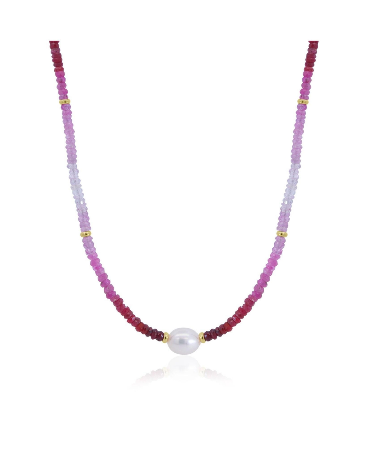 Click here for The Lovery Ruby Ombre Bead Pearl Necklace 14K Gold... prices