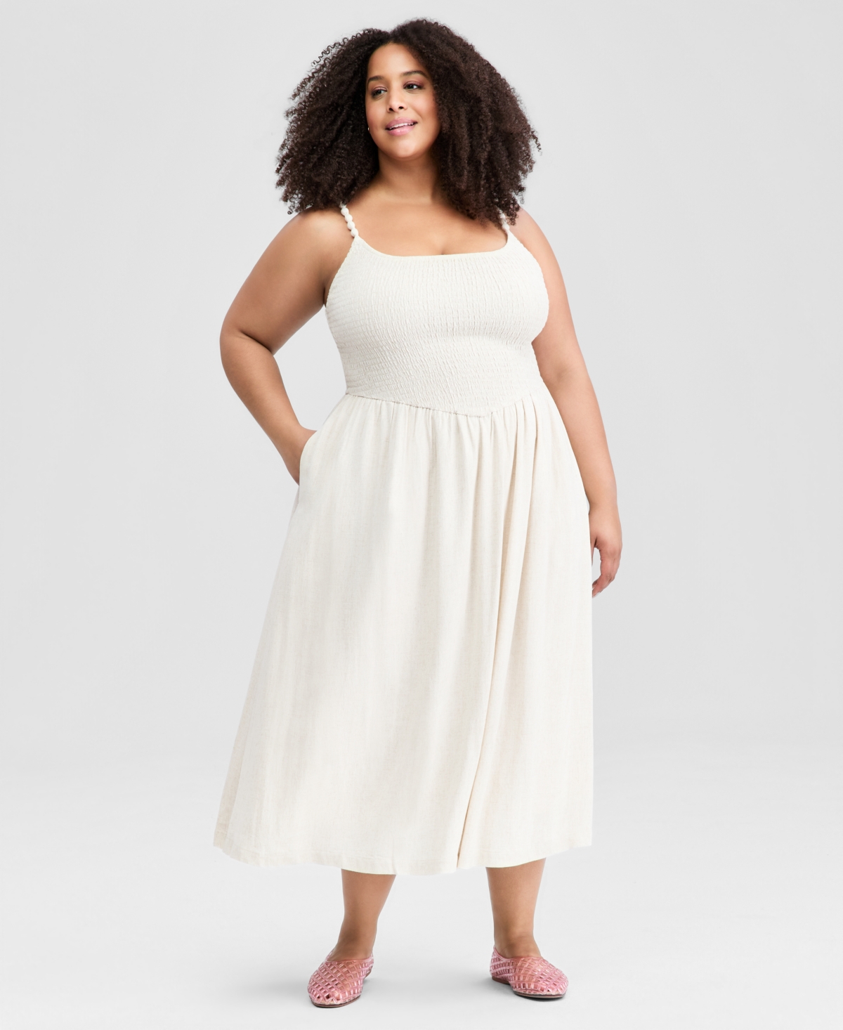 Click here for And Now This Trendy Plus Size Smocked Beaded-Strap... prices